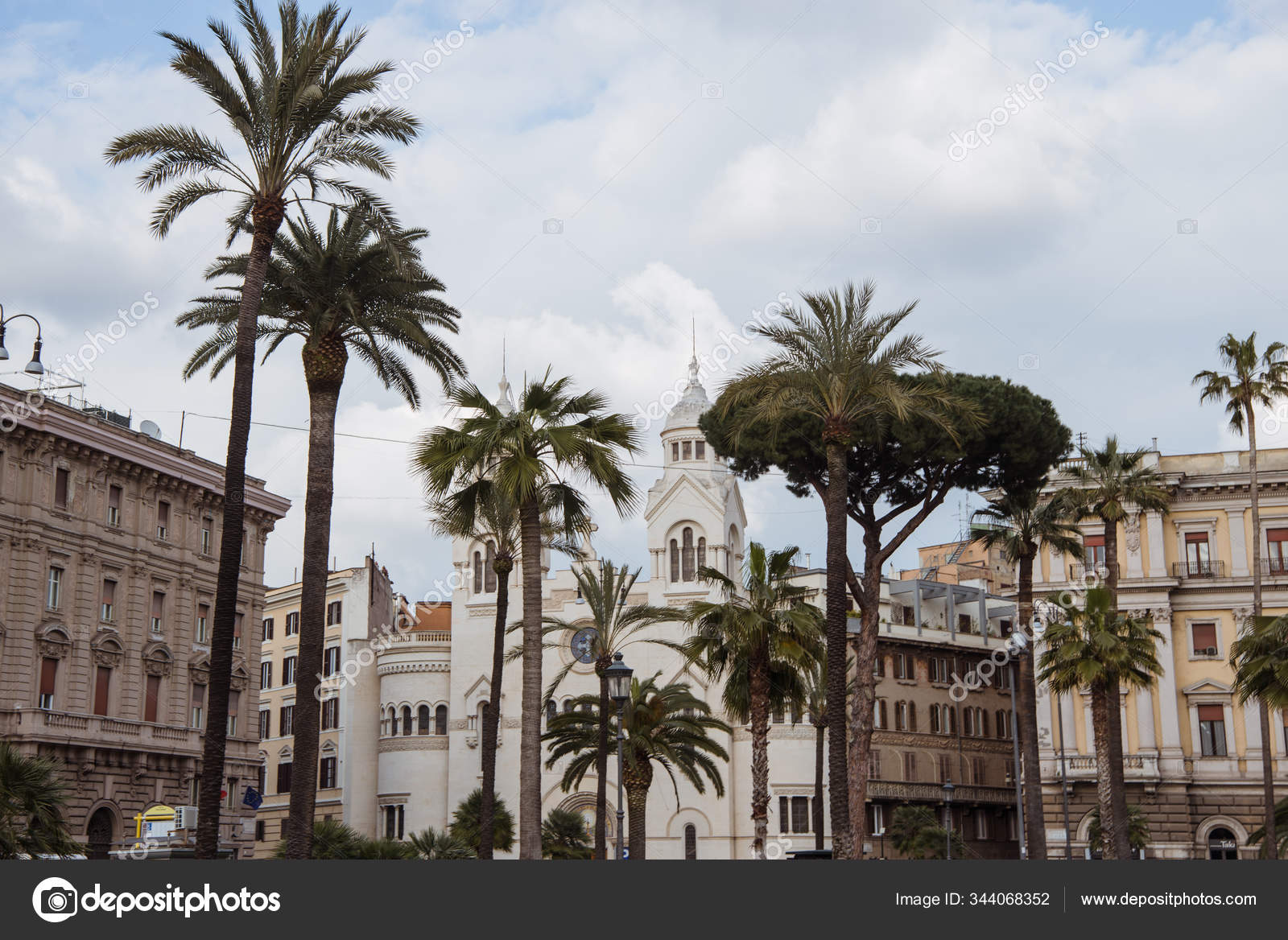 Palm Trees White Building Rome Italy — Free Stock Photo ...