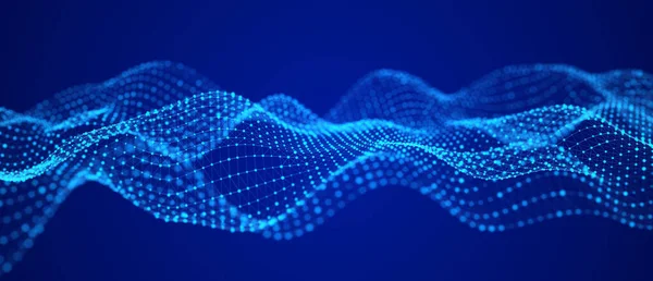 Digital dynamic wave of particles. Abstract futuristic dots background. Big data visualization ...