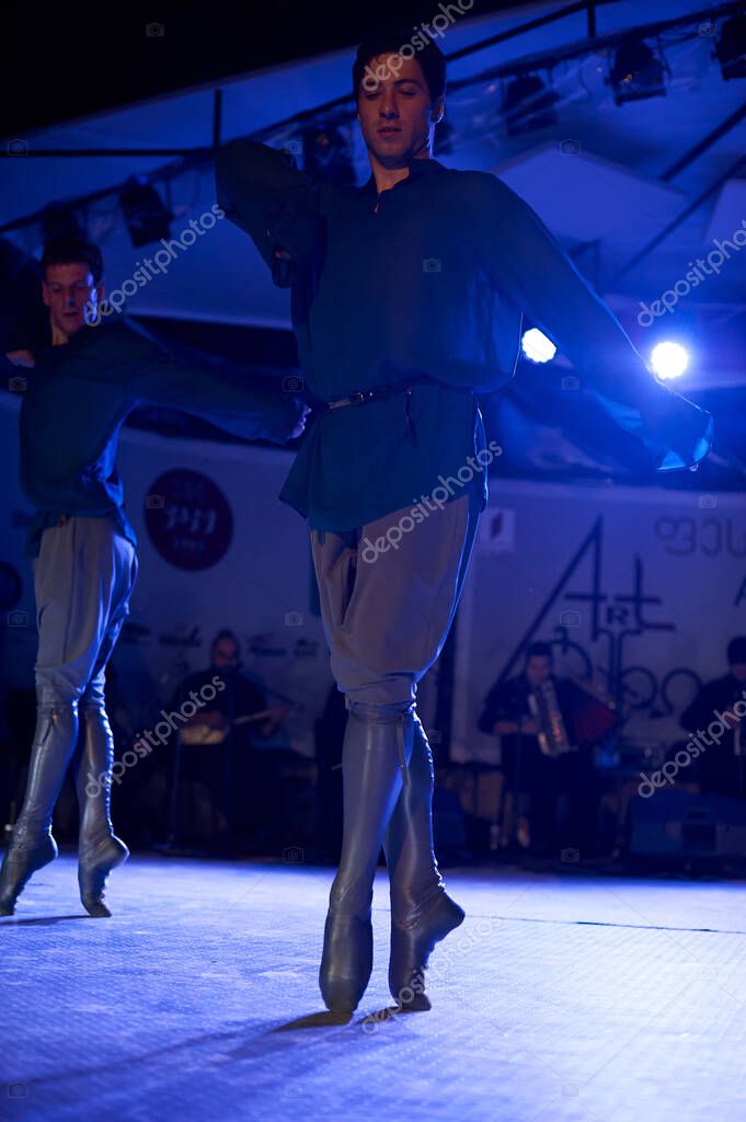 Tbilisi, Georgia July 14, 2019 Dancers of Georgian National Ballet ...