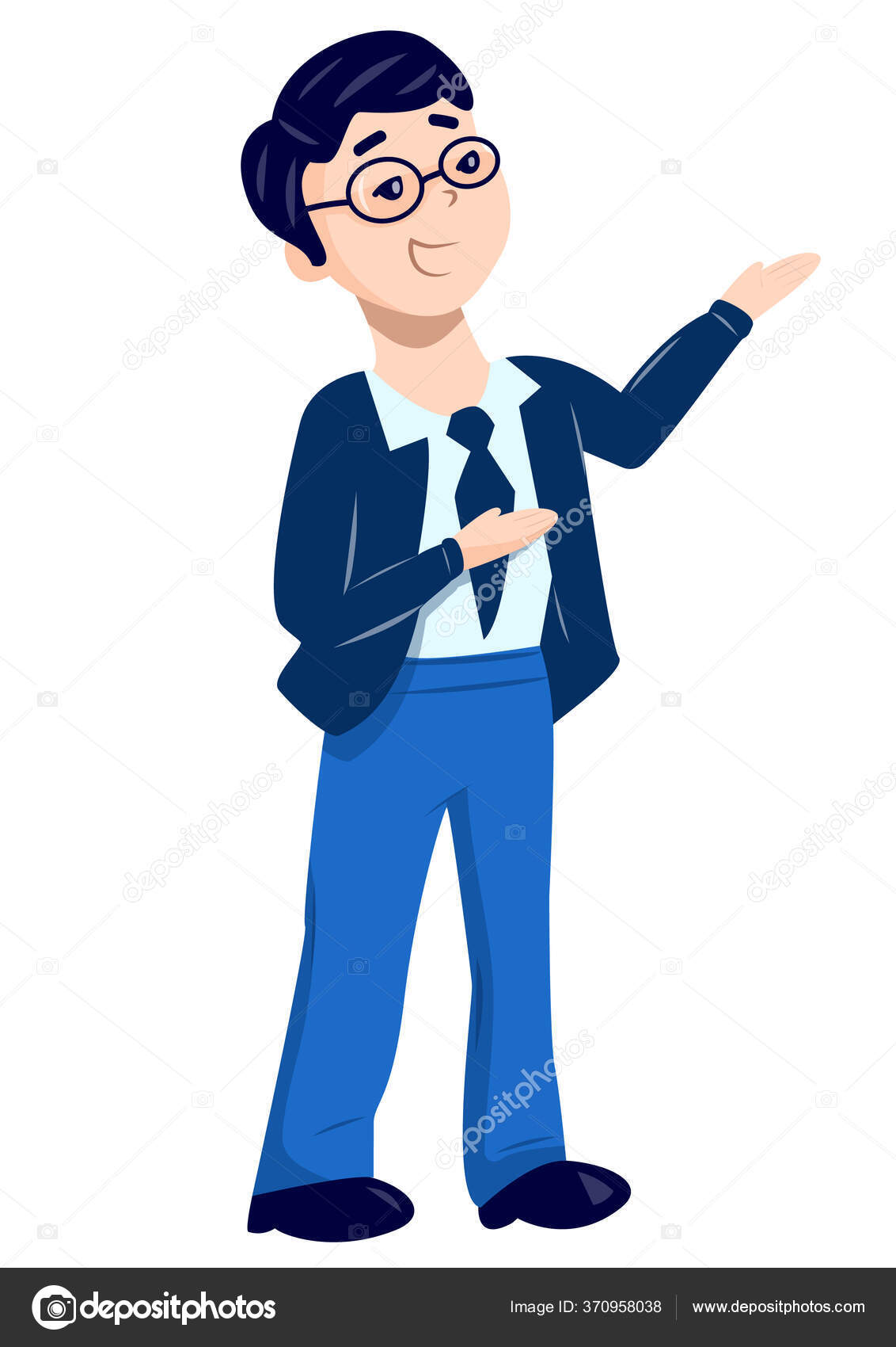 Ilustración difital "Un profesor masculino explicando un tema ...