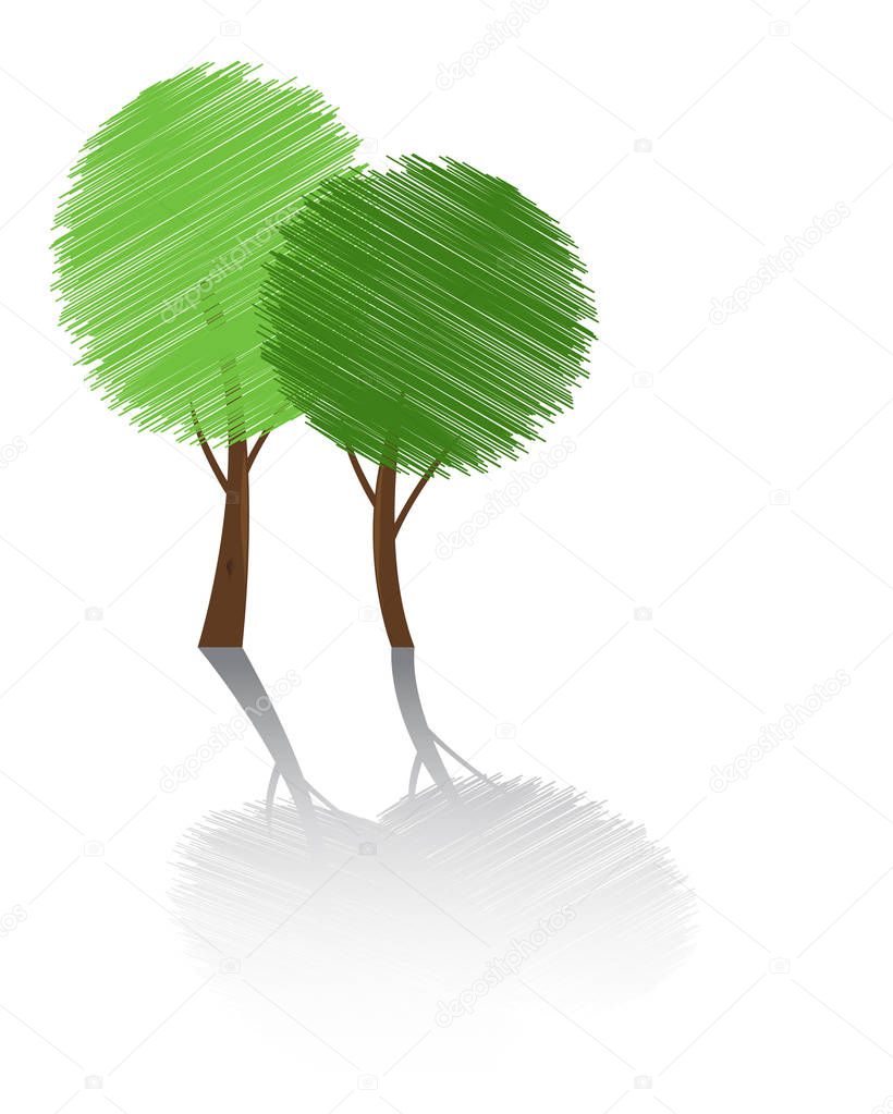 Scribble Trees With Shadow — Stock Vector © Davidscar #143629303