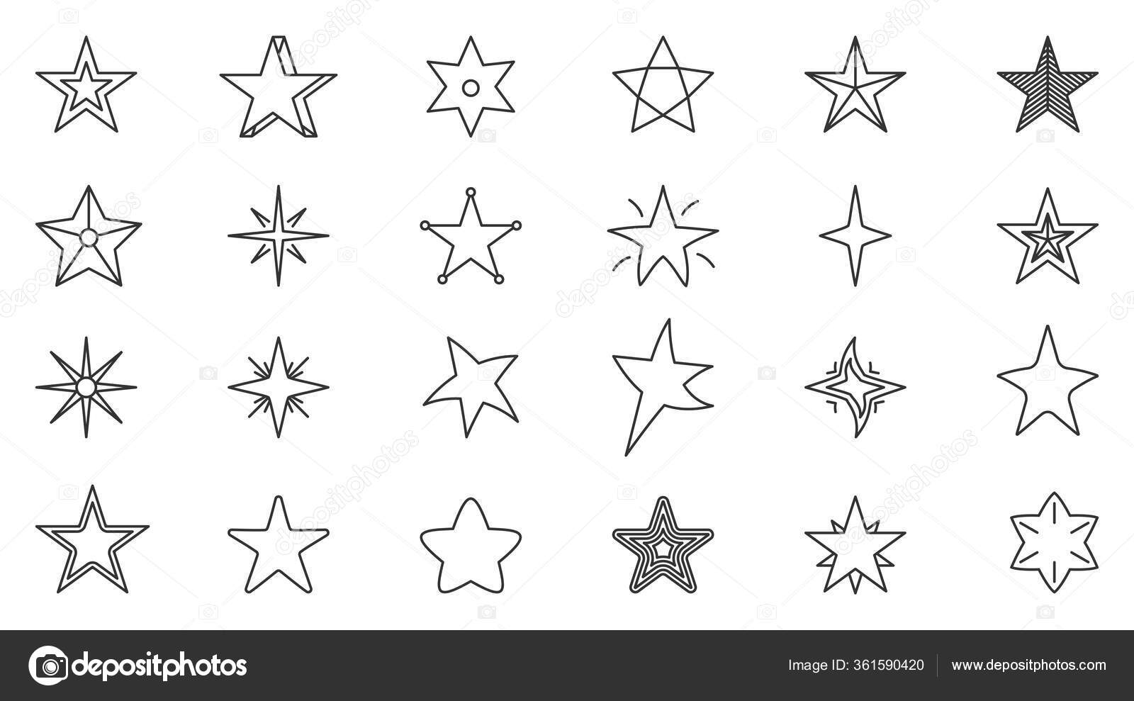 Star black line icon logo sparkle rank vector set Stock Vector Image by ...
