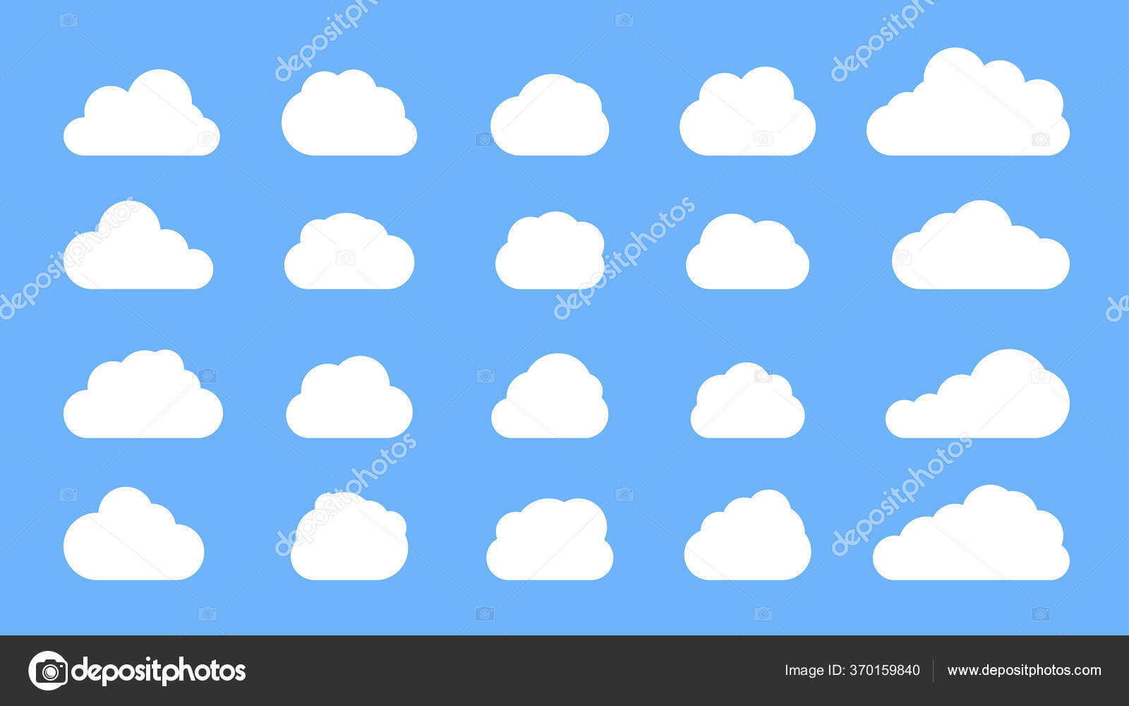 Cloud flat bubble blue sky vector weather icon set Stock Vector Image ...