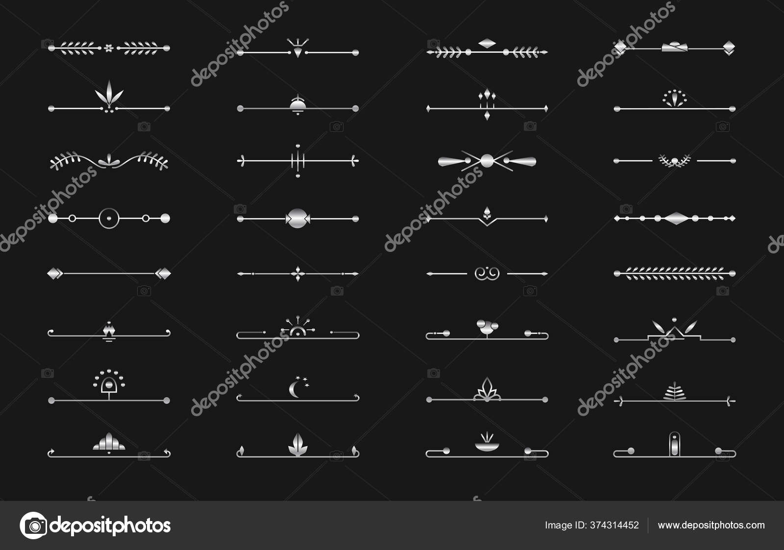 Divider silver line set art deco vector page text Stock Vector Image by ...