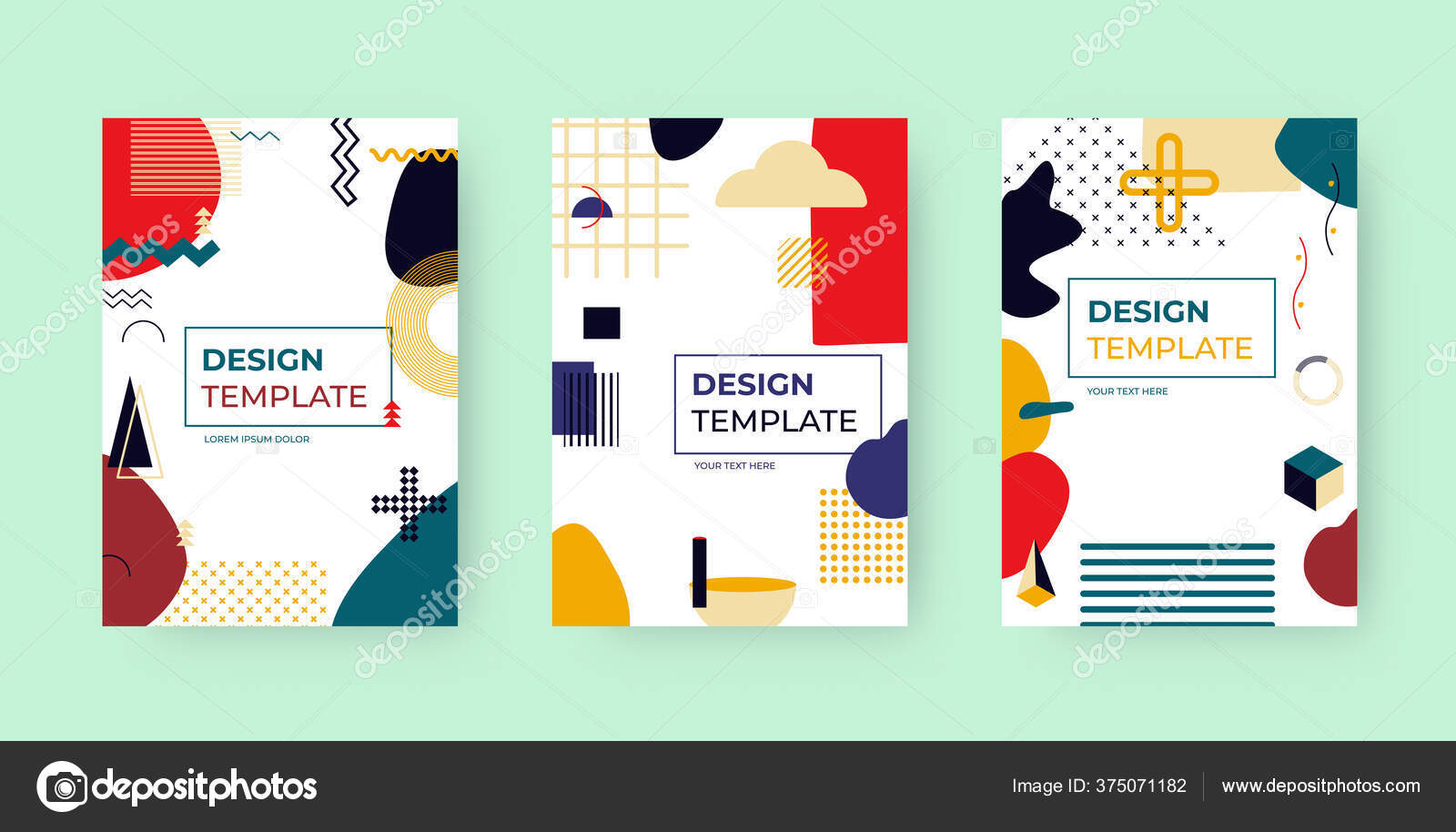 Cover templates memphis geometric shape vector set Stock Vector by ...