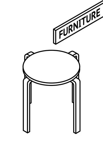 Isometric furniture drawing | Isometric outline furniture. 3D line ...