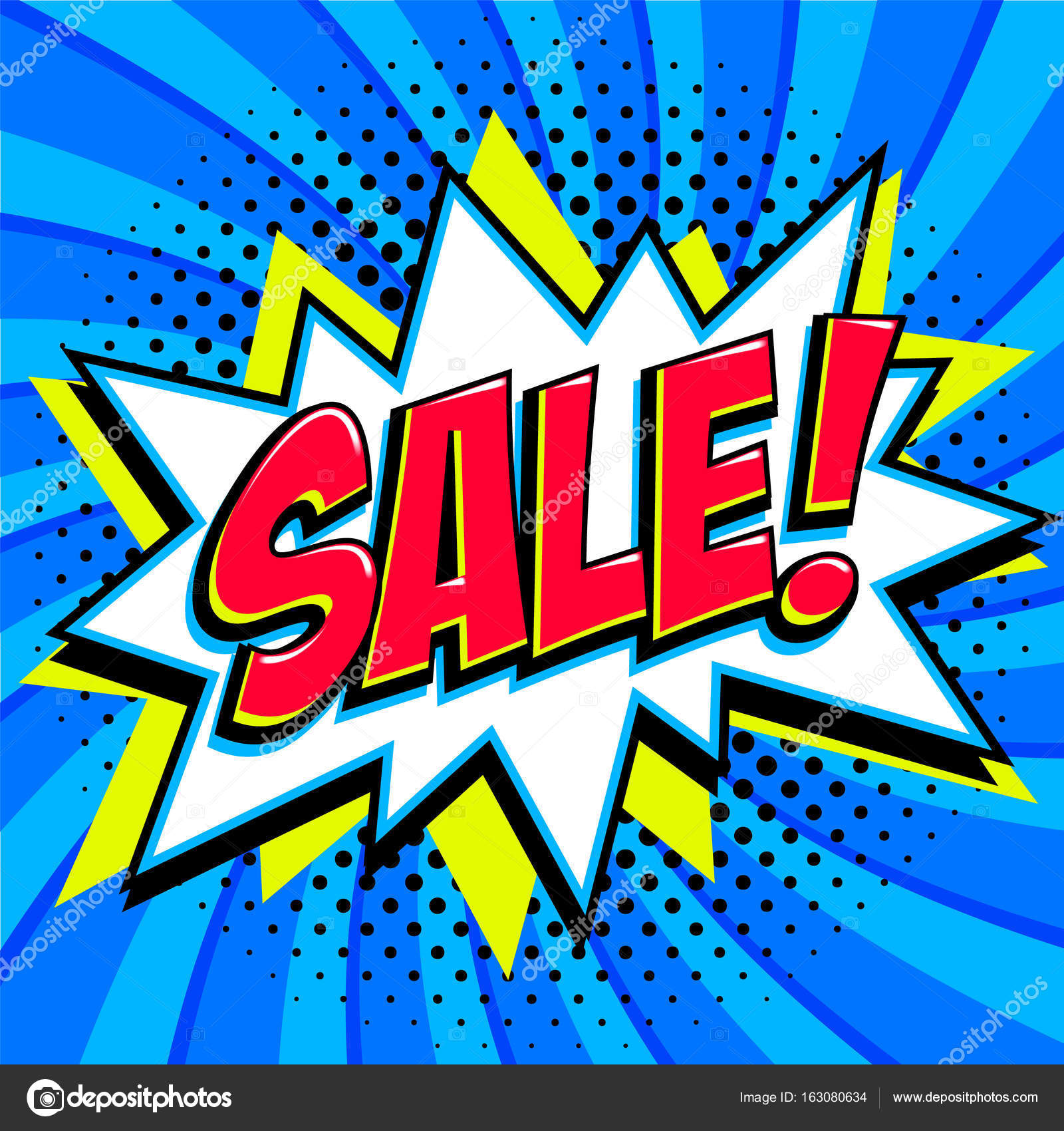 Blue sale web banner. Pop art comic sale discount promotion banner. Big ...