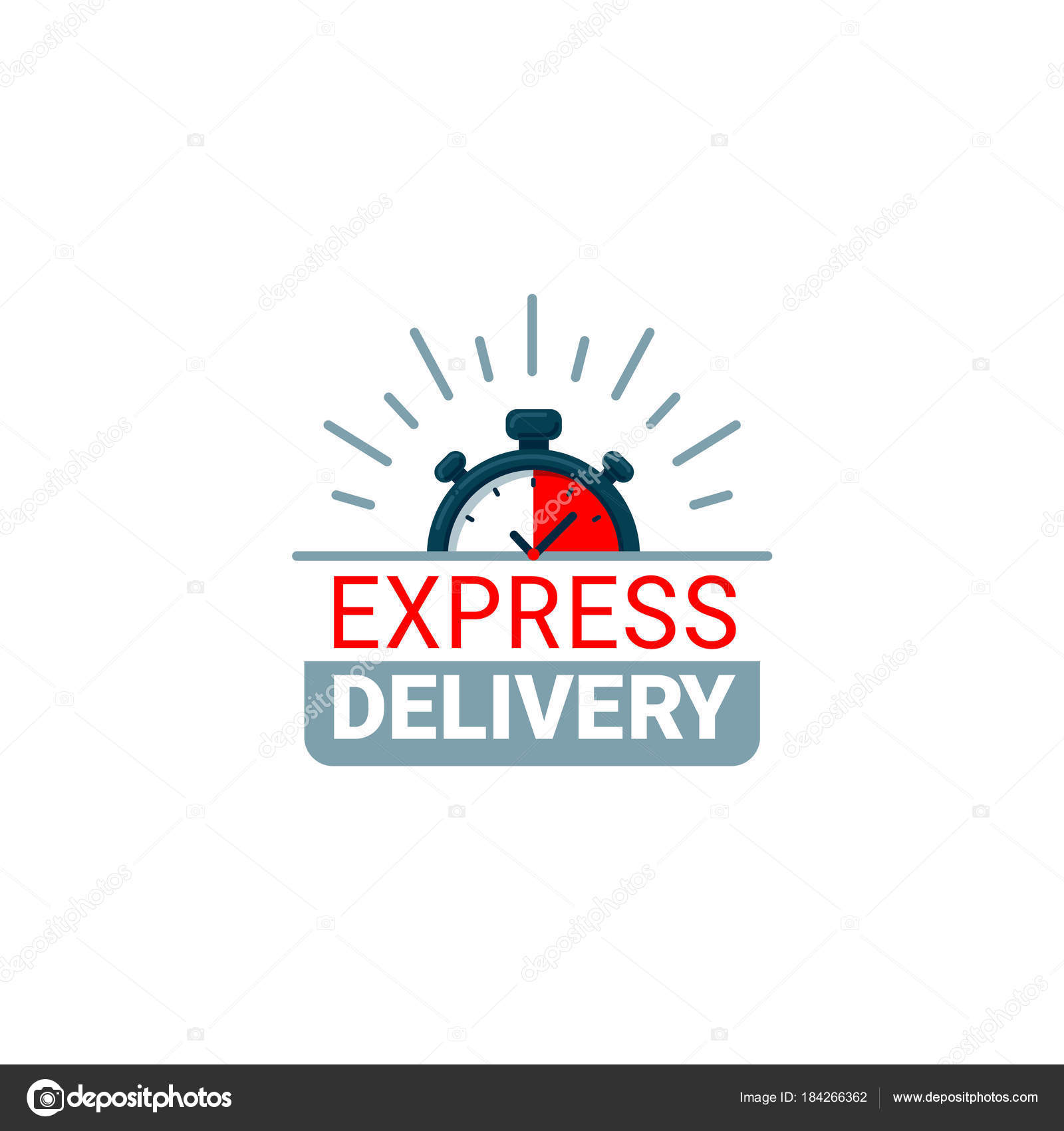 Express delivery icon. Timer and express delivery inscription on light ...