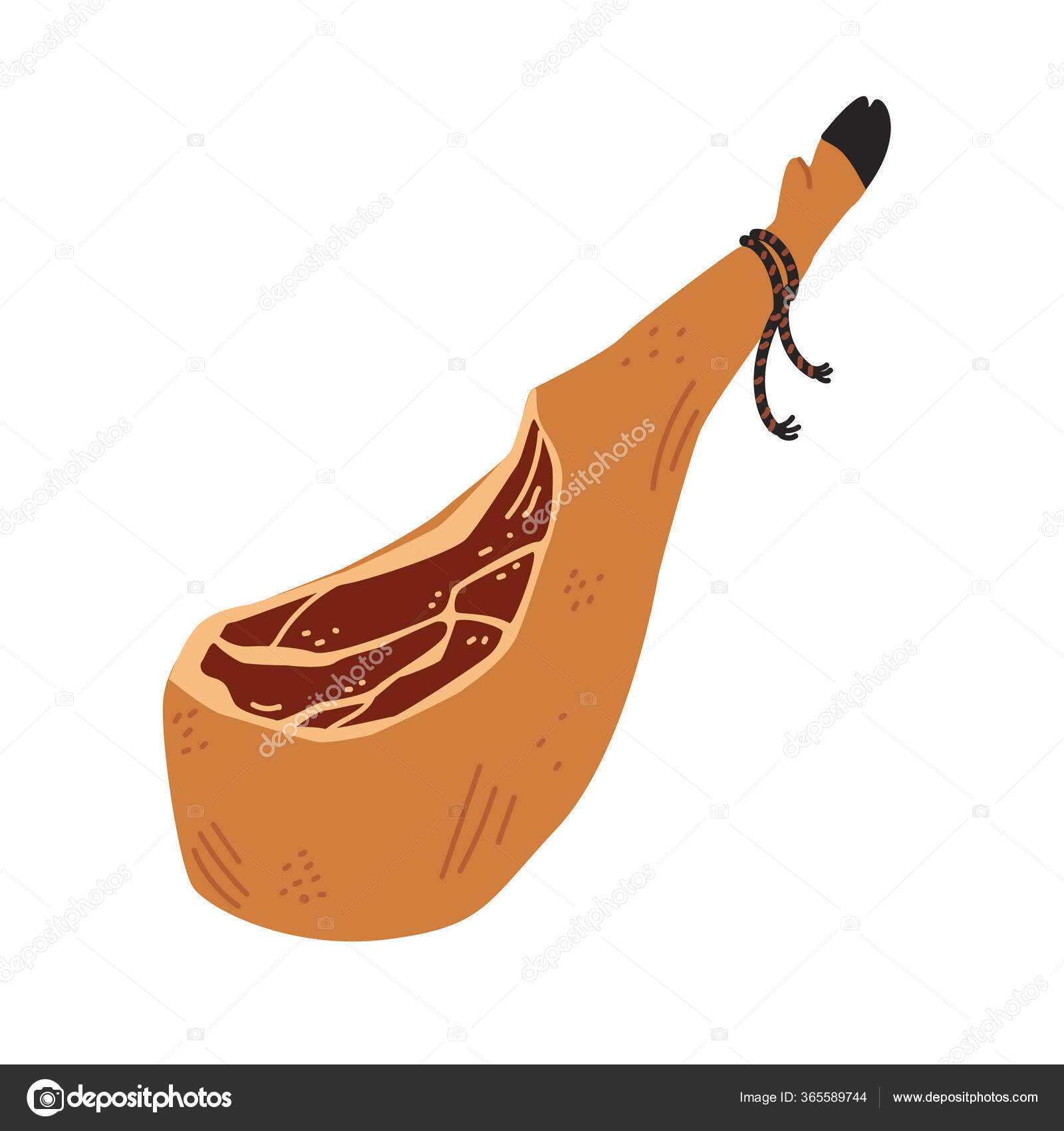 Jamon. Meat delicatessen on white background. Spanish dry cured pork ...
