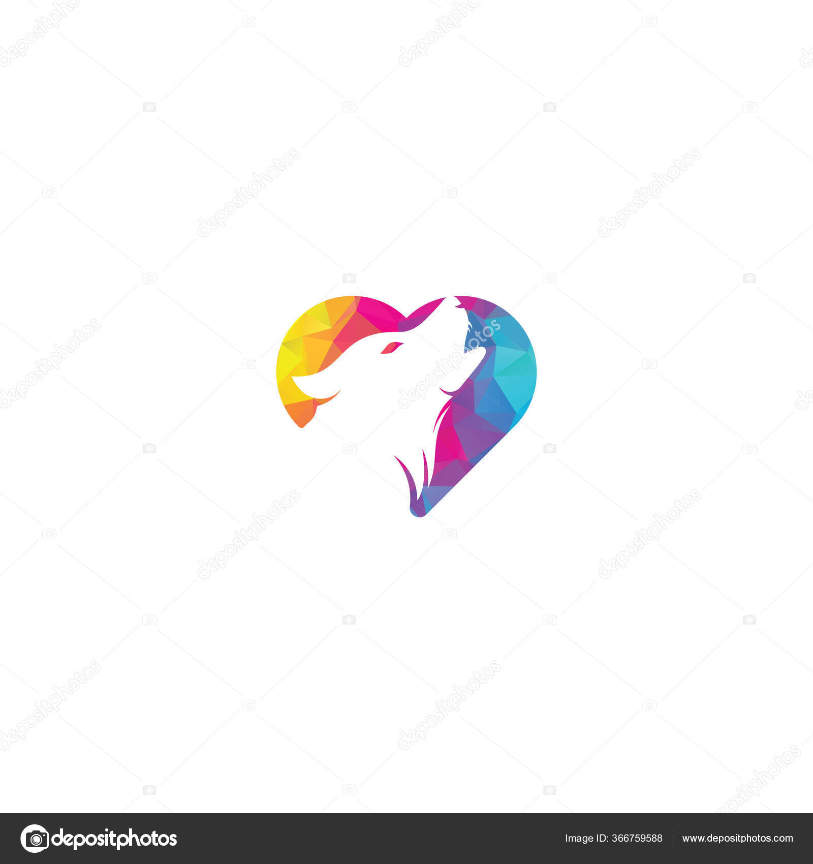 Konsep Bentuk Hati Serigala Logo Design Logo Logo Serigala Profesional ...