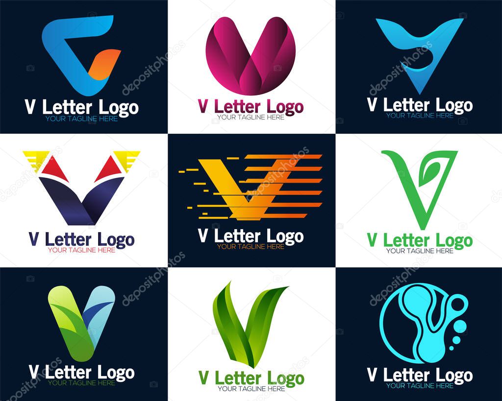 V tech logo vector de elementos gráficos. V puntos letra inicial vector ...