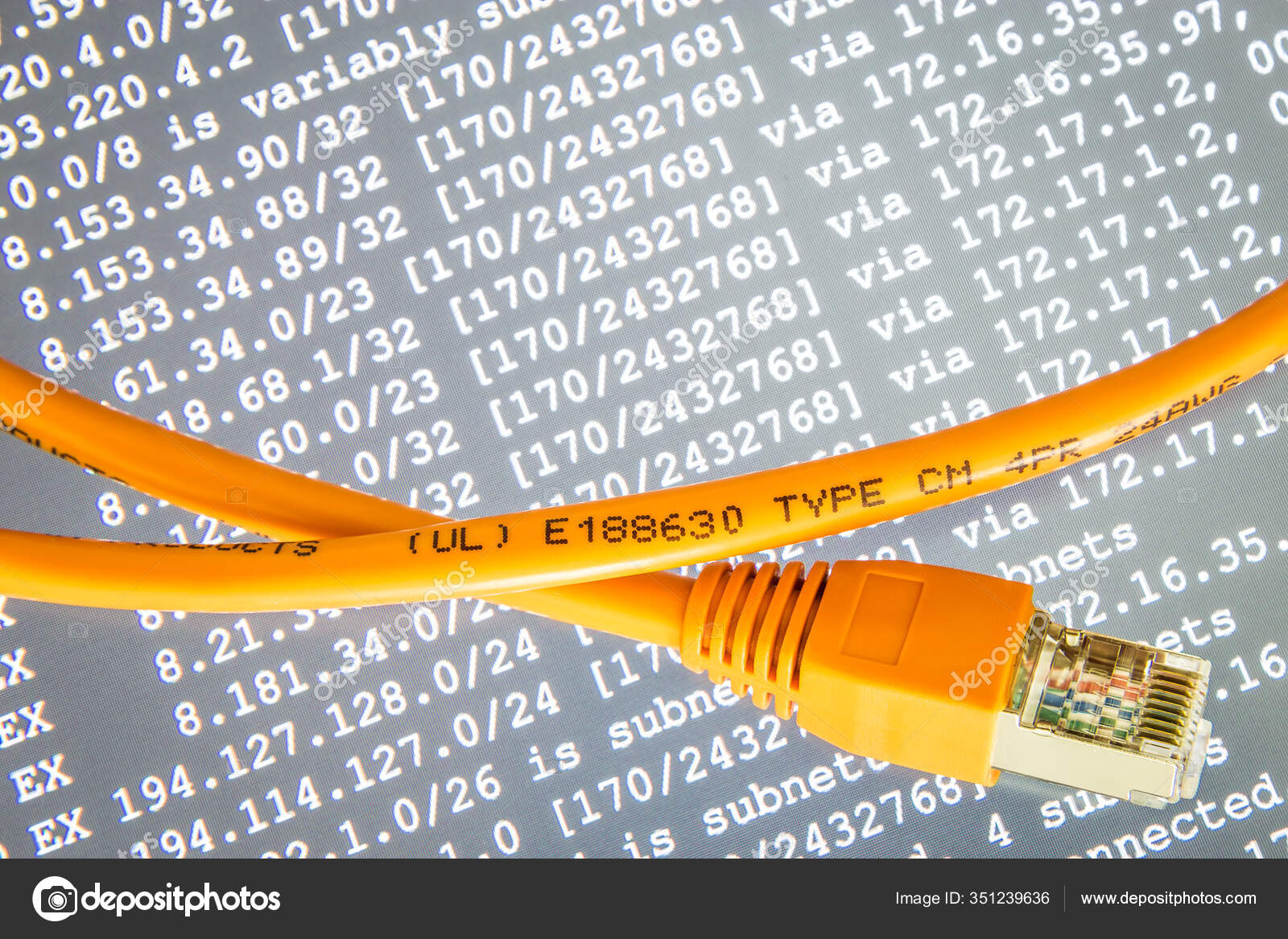Orange Internet Cable Gray Background Addresses — Stock Photo © david ...