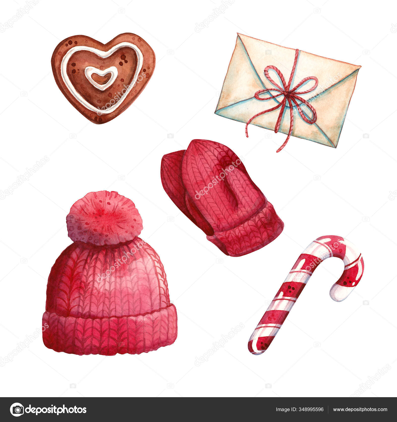 Hand Drawn Watercolor Illustration Clip Art Set Heart Shaped ...