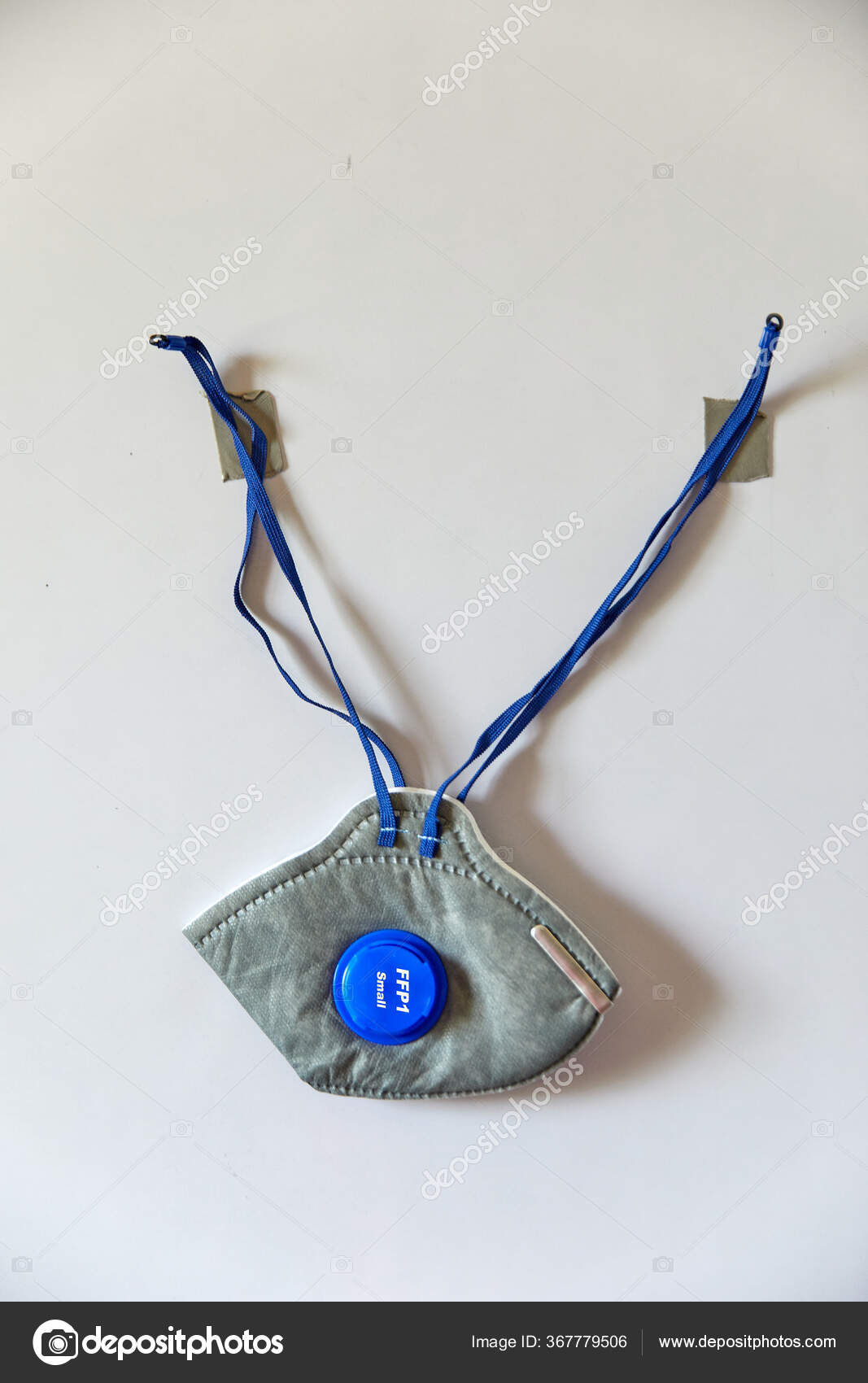Grey Gray Ffp1 Small Mask Hanging White Wall Fits Tightly — Stock Photo ...