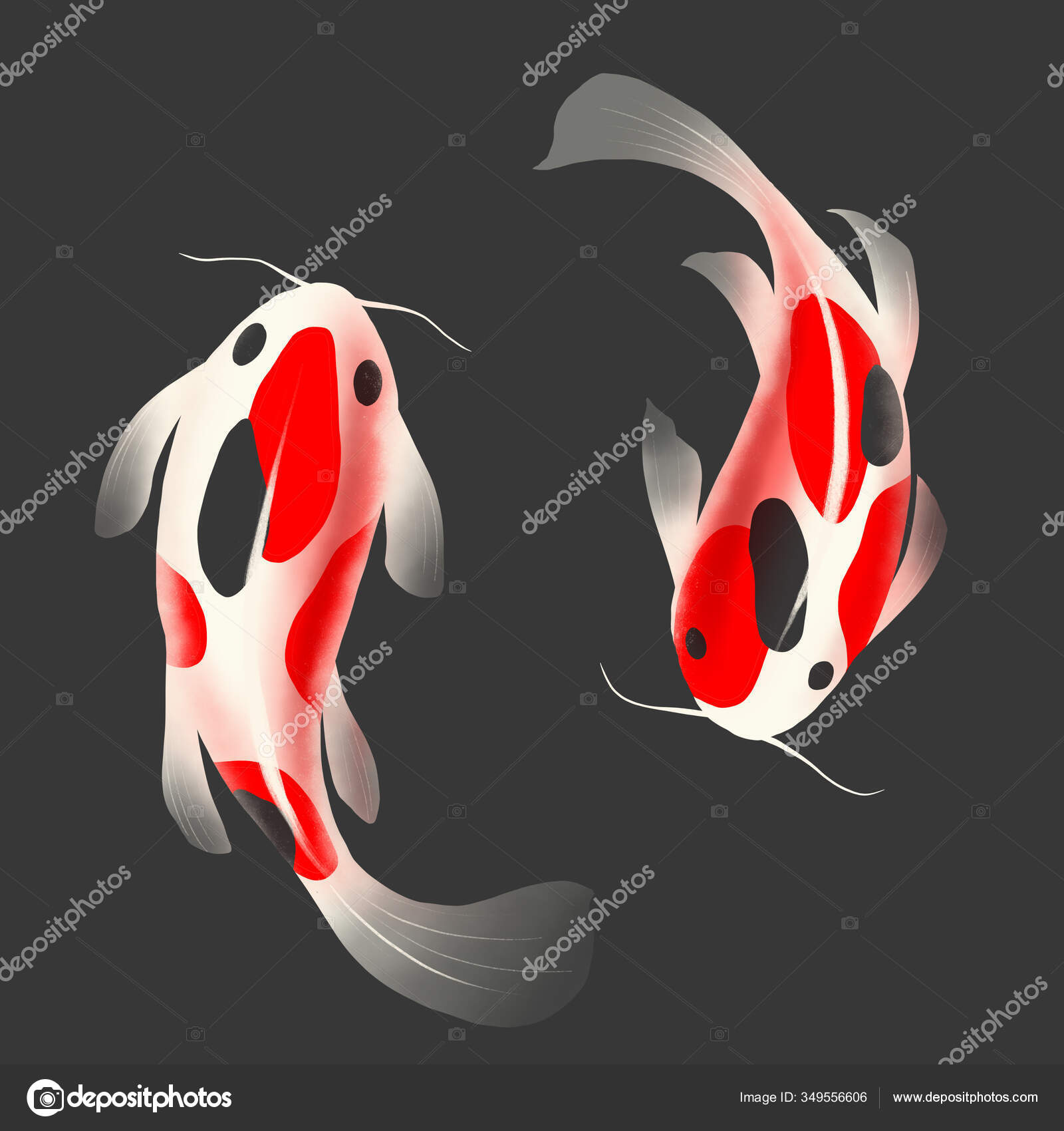 Red Koi Fish Swim Illustration Design Element Stock Illustration by ...