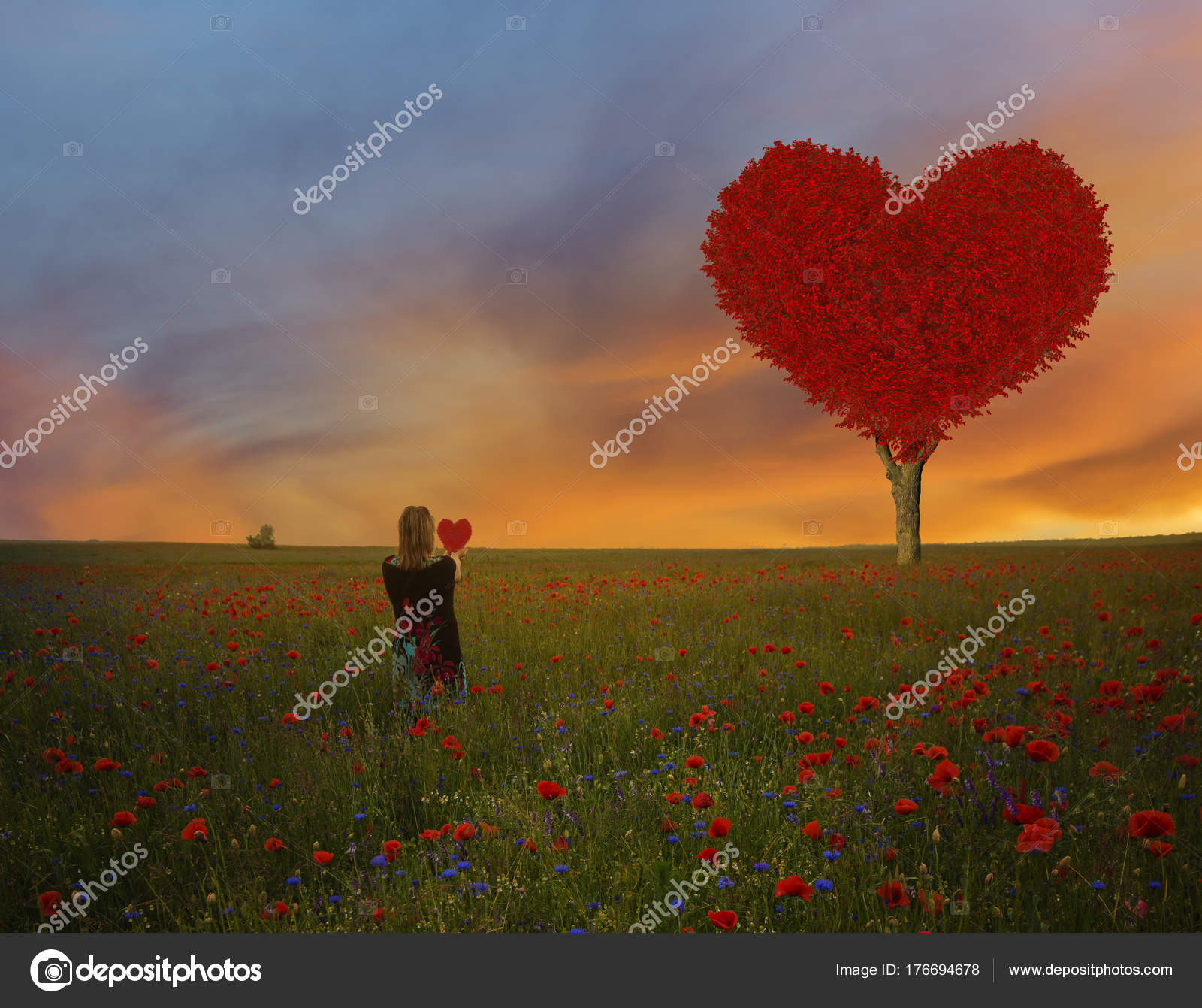 Red heart shaped tree-symbol of love and Valentine's Day — Stock Photo ...