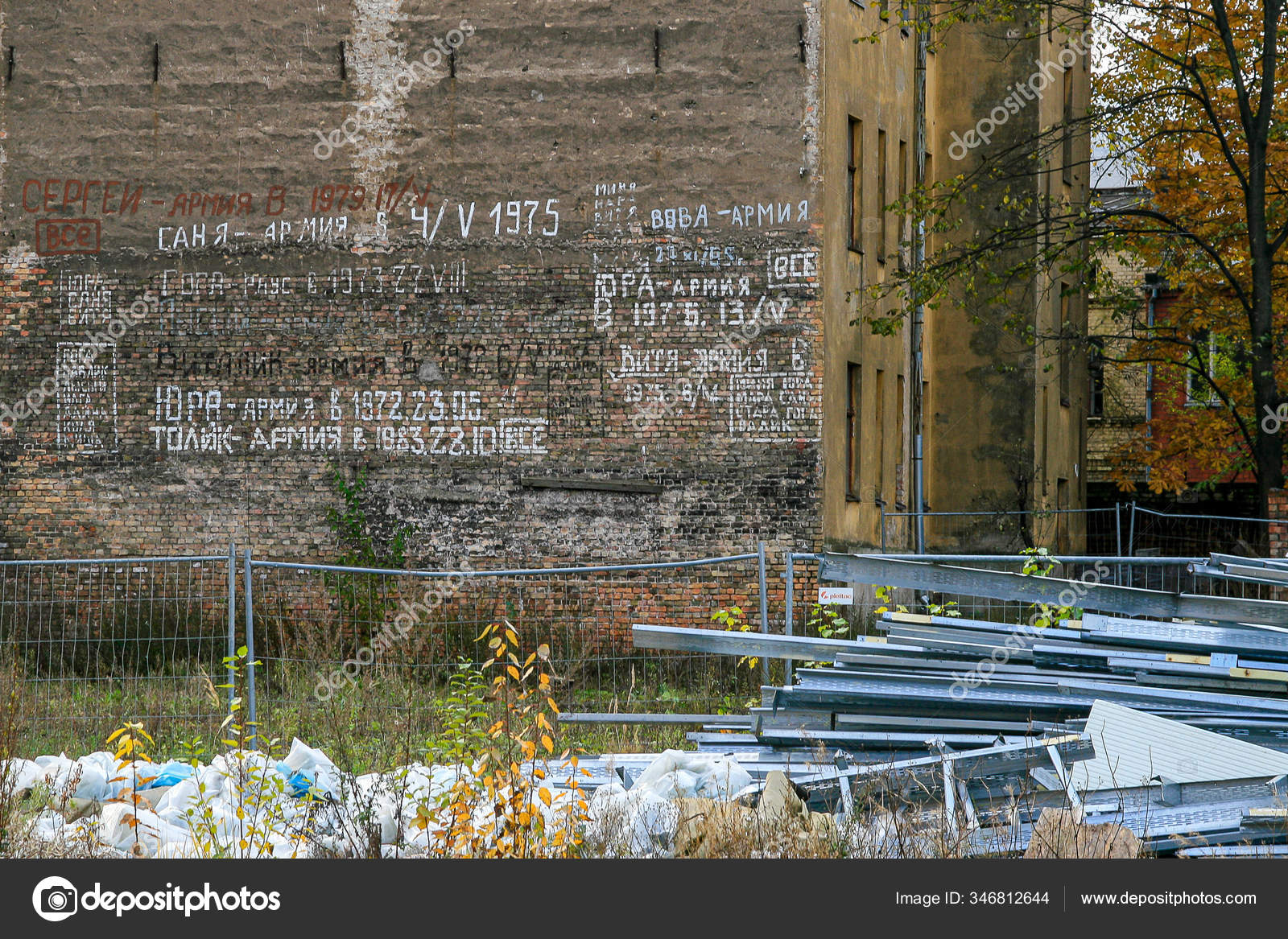 Old Graffiti Tags Old Brick Wall Riga – Stock Editorial Photo ...