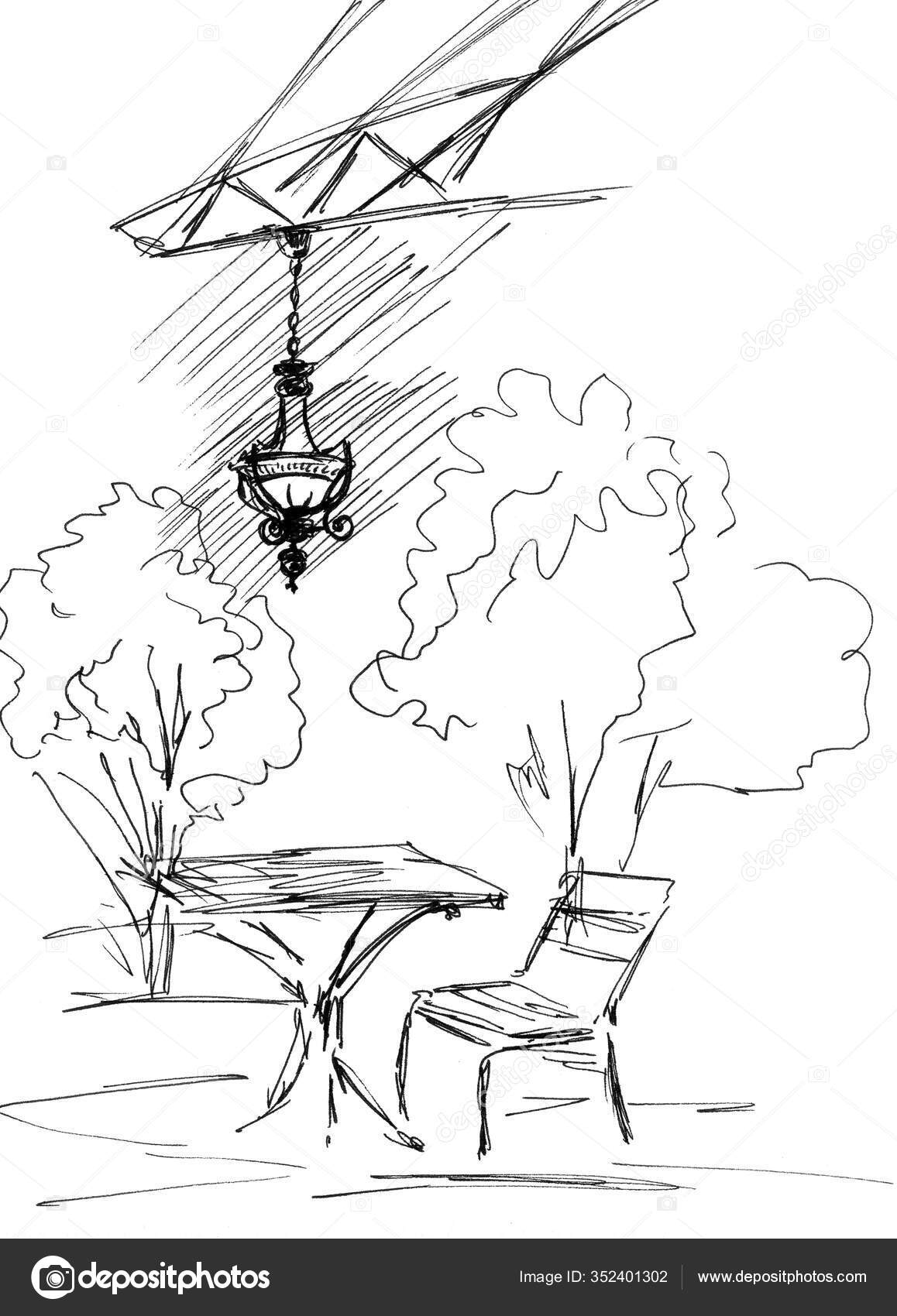 Outdoor Cafe Sketch