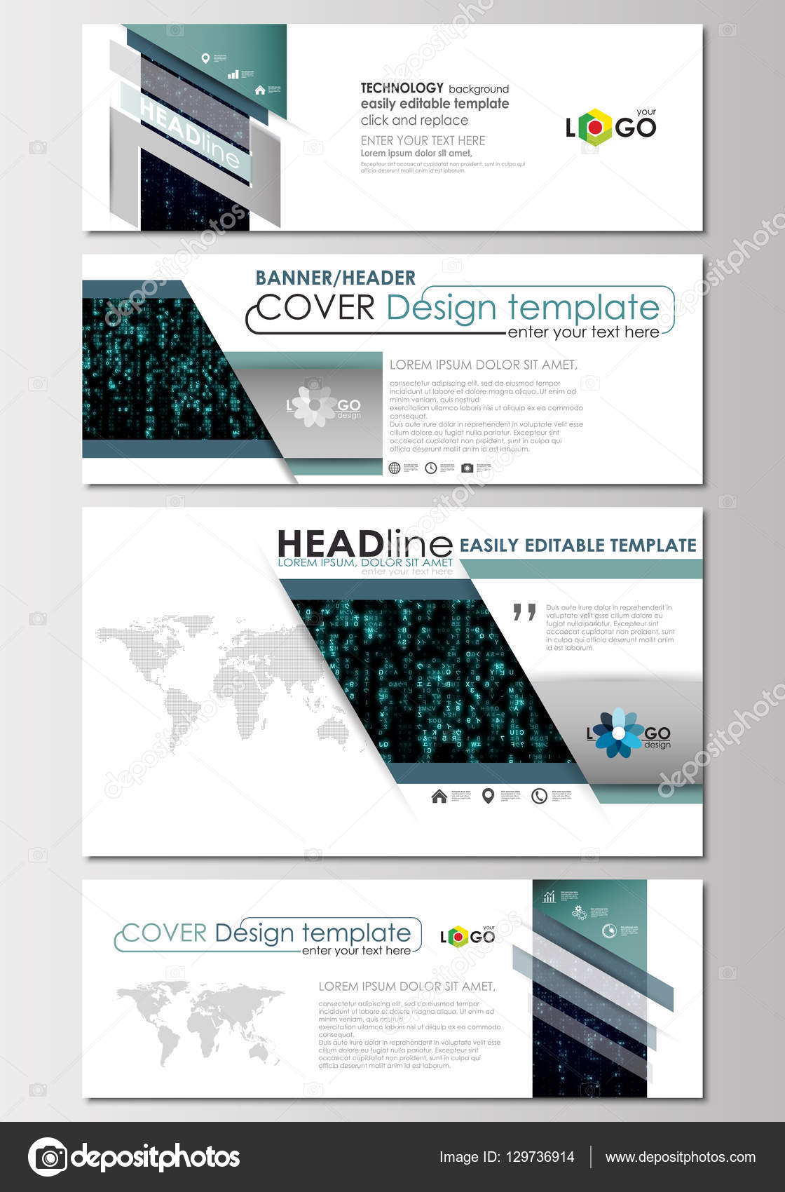 Social media and email headers set, modern banners. Business templates ...