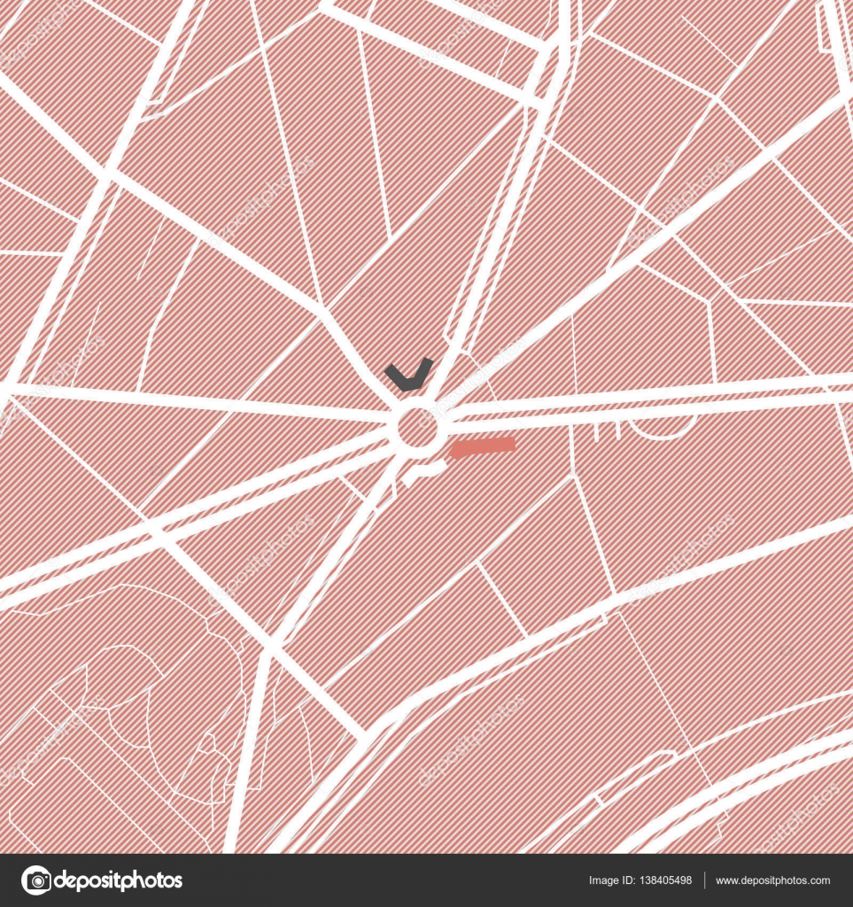 City map. Red color pattern. Abstract vector illustration of a town ...