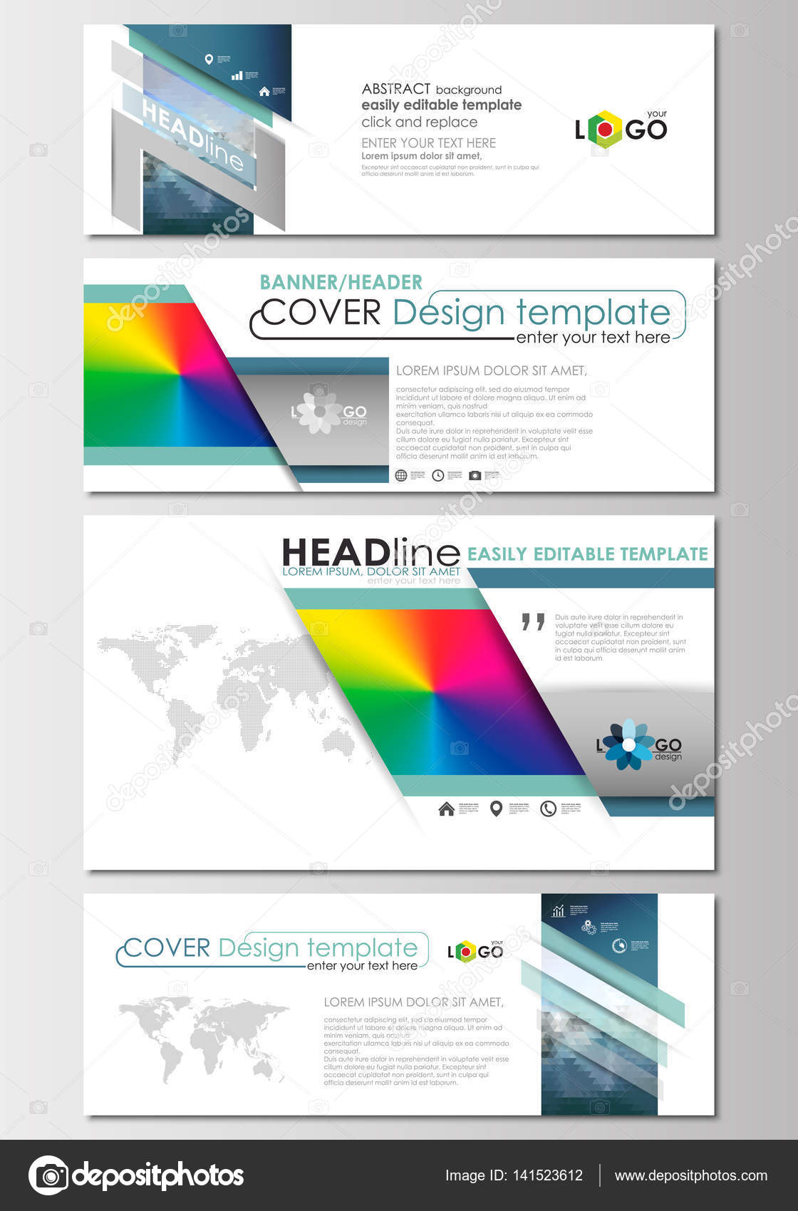 Social media and email headers set, modern banners. Business templates ...