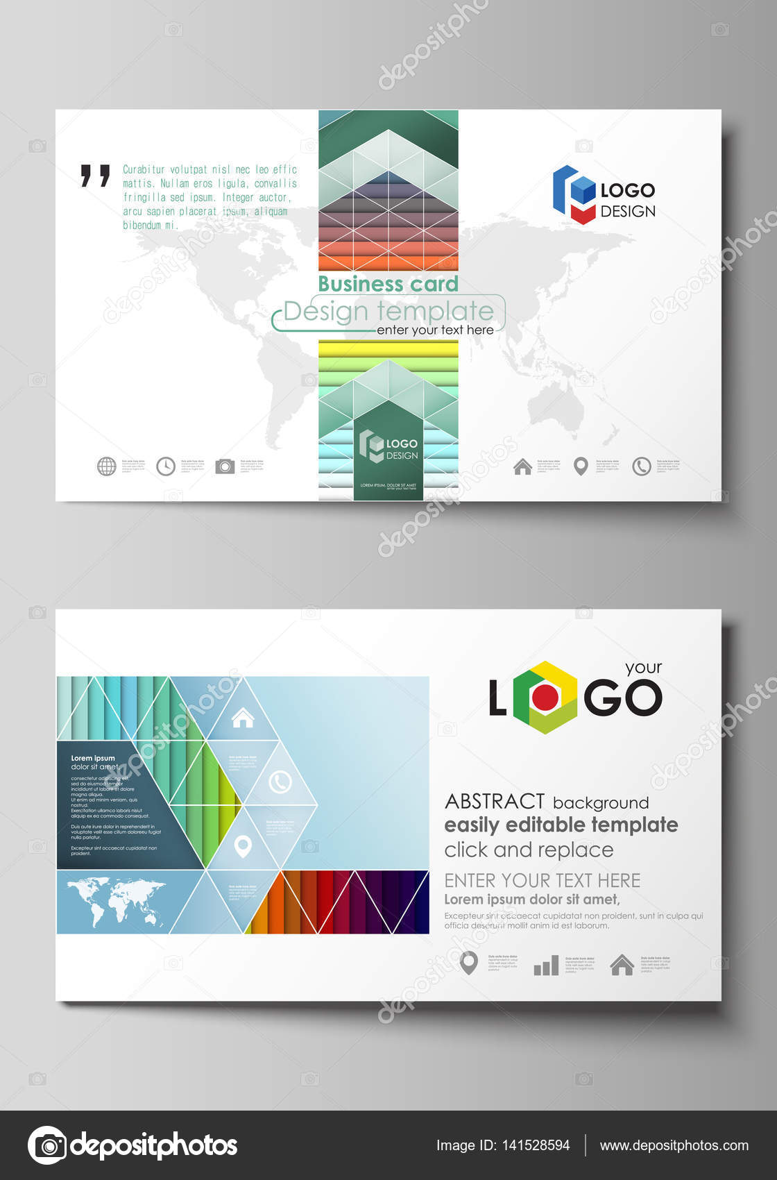 Business card templates. Vector layout, flat style template. Bright ...