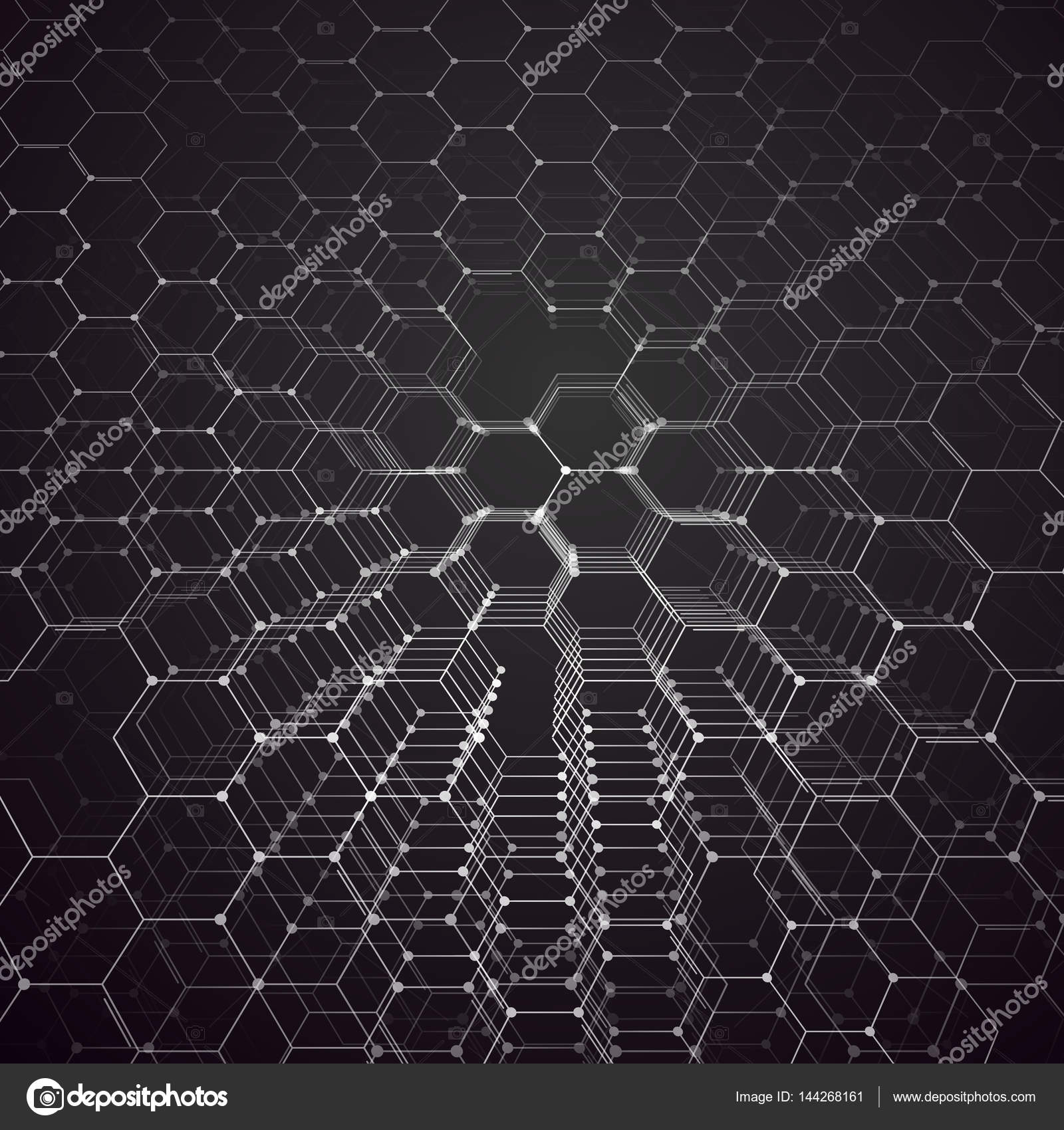 Chemistry 3D pattern, hexagonal molecule structure on white, scientific ...