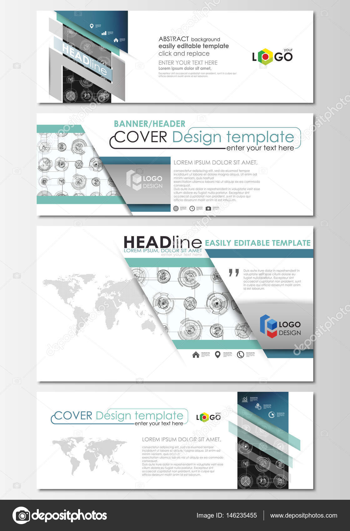 Social media and email headers set, modern banners. Business templates ...