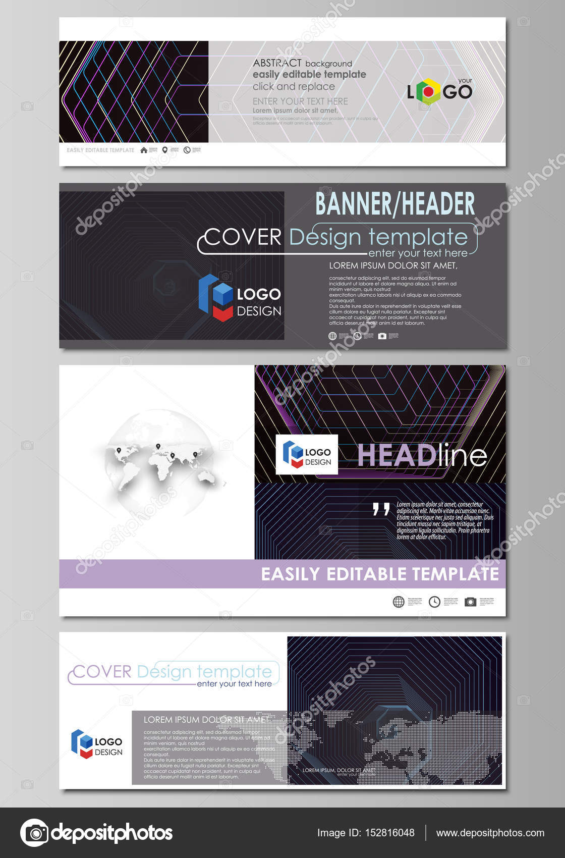Social media and email headers set, modern banners. Business templates ...