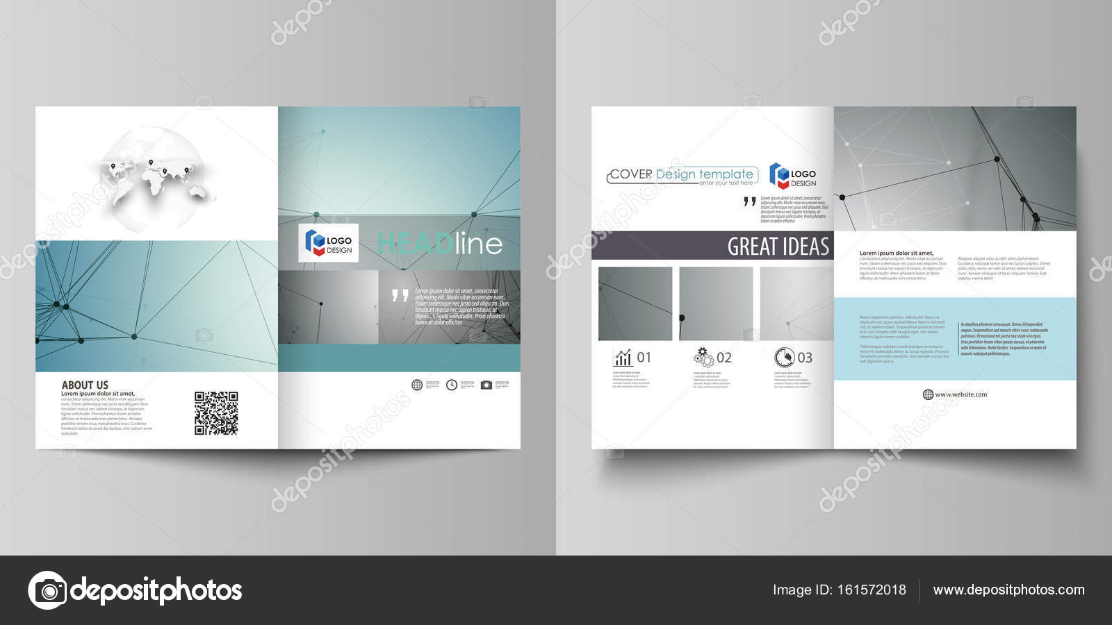 Templat bisnis untuk brosur ganda, majalah, brosur, buklet atau laporan ...