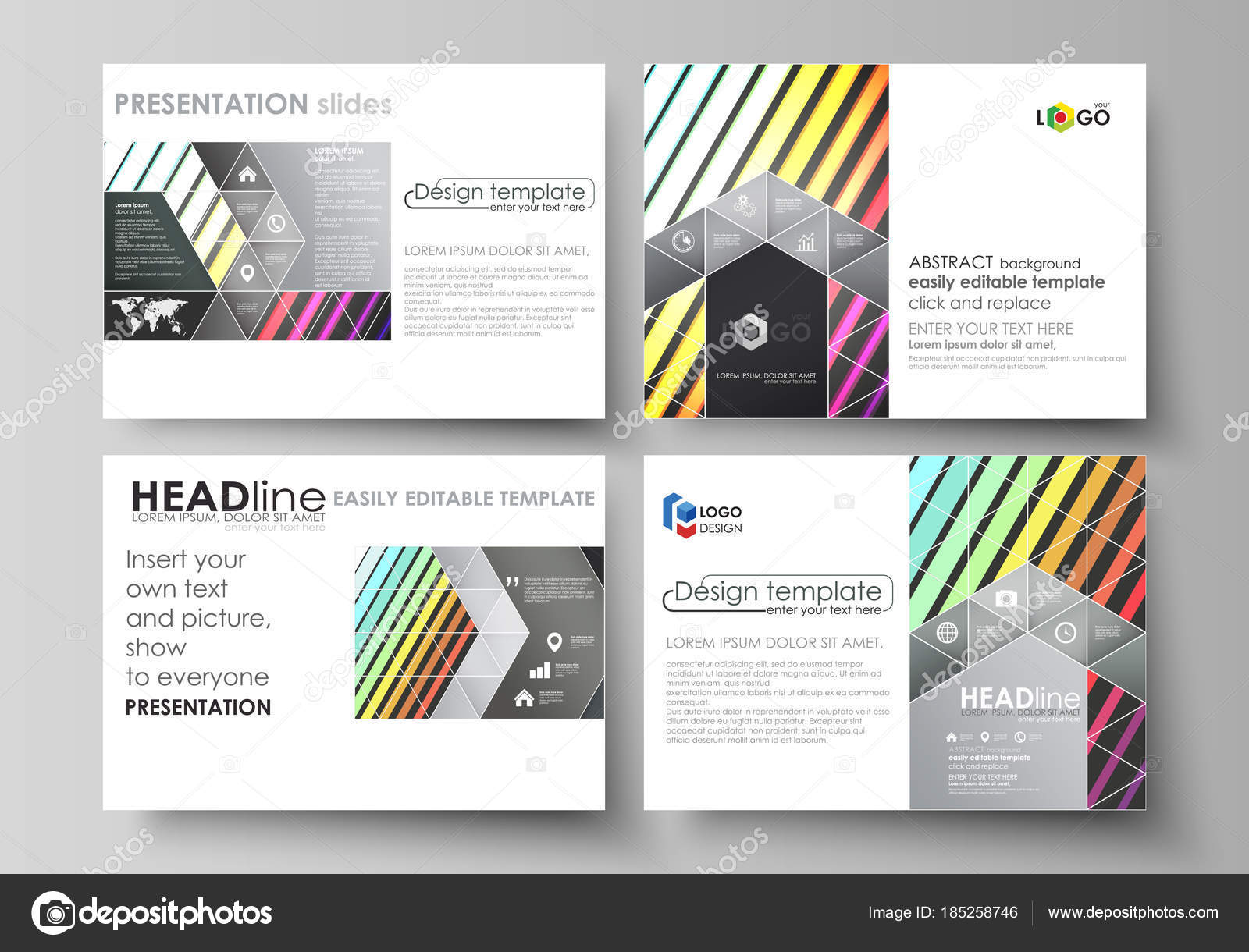 Business templates for presentation slides. Abstract layouts in flat ...