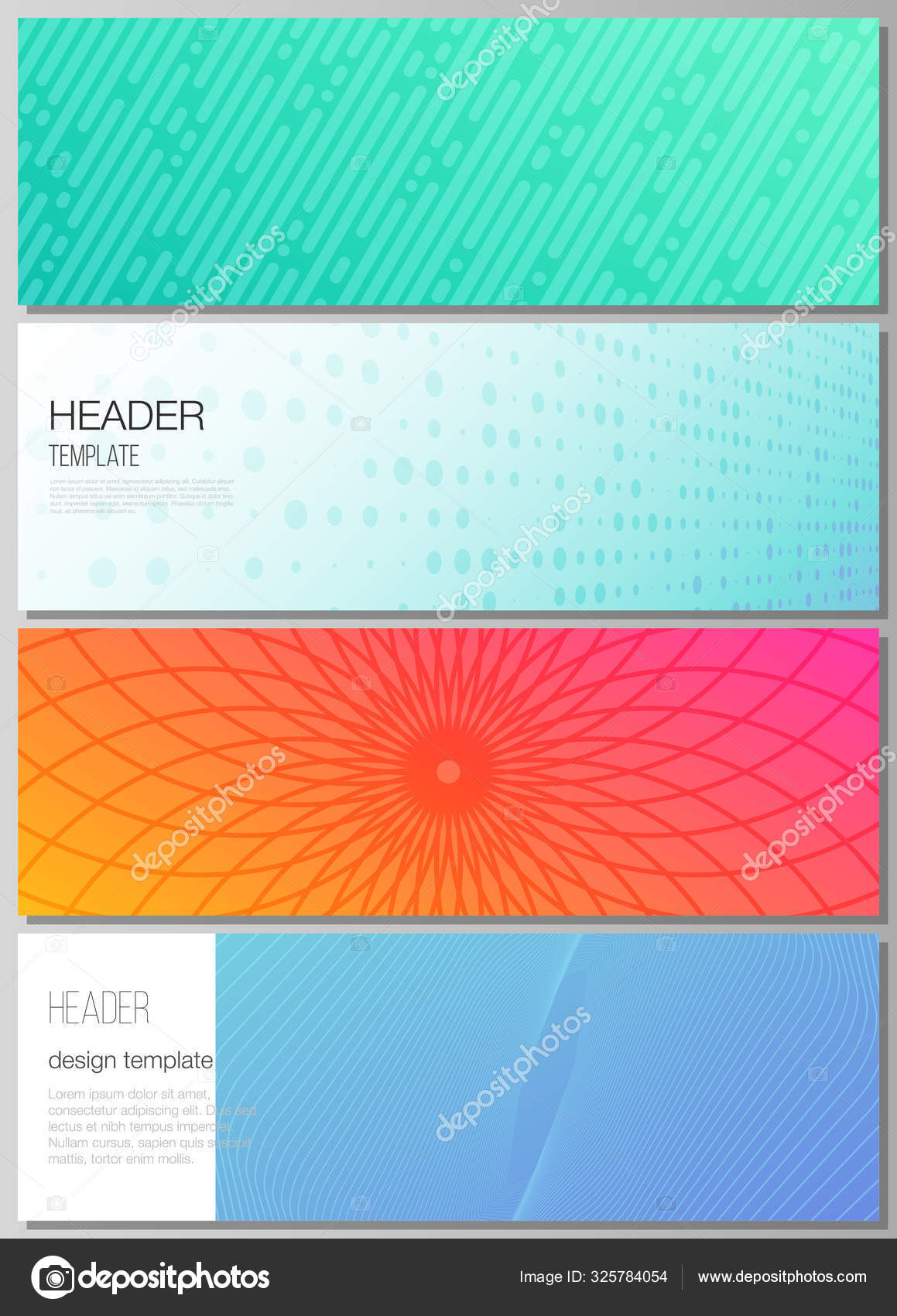 The minimalistic vector illustration of the editable layout of headers ...
