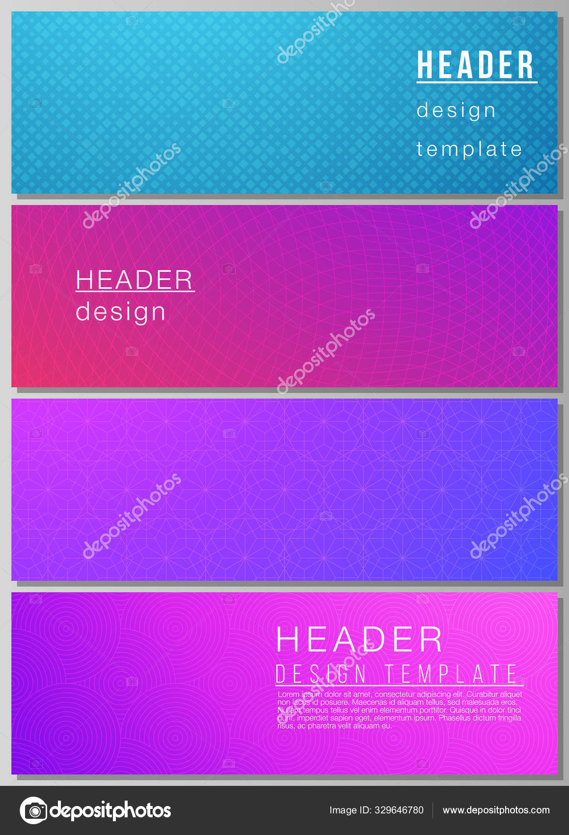 The minimalistic vector illustration of the editable layout of headers ...