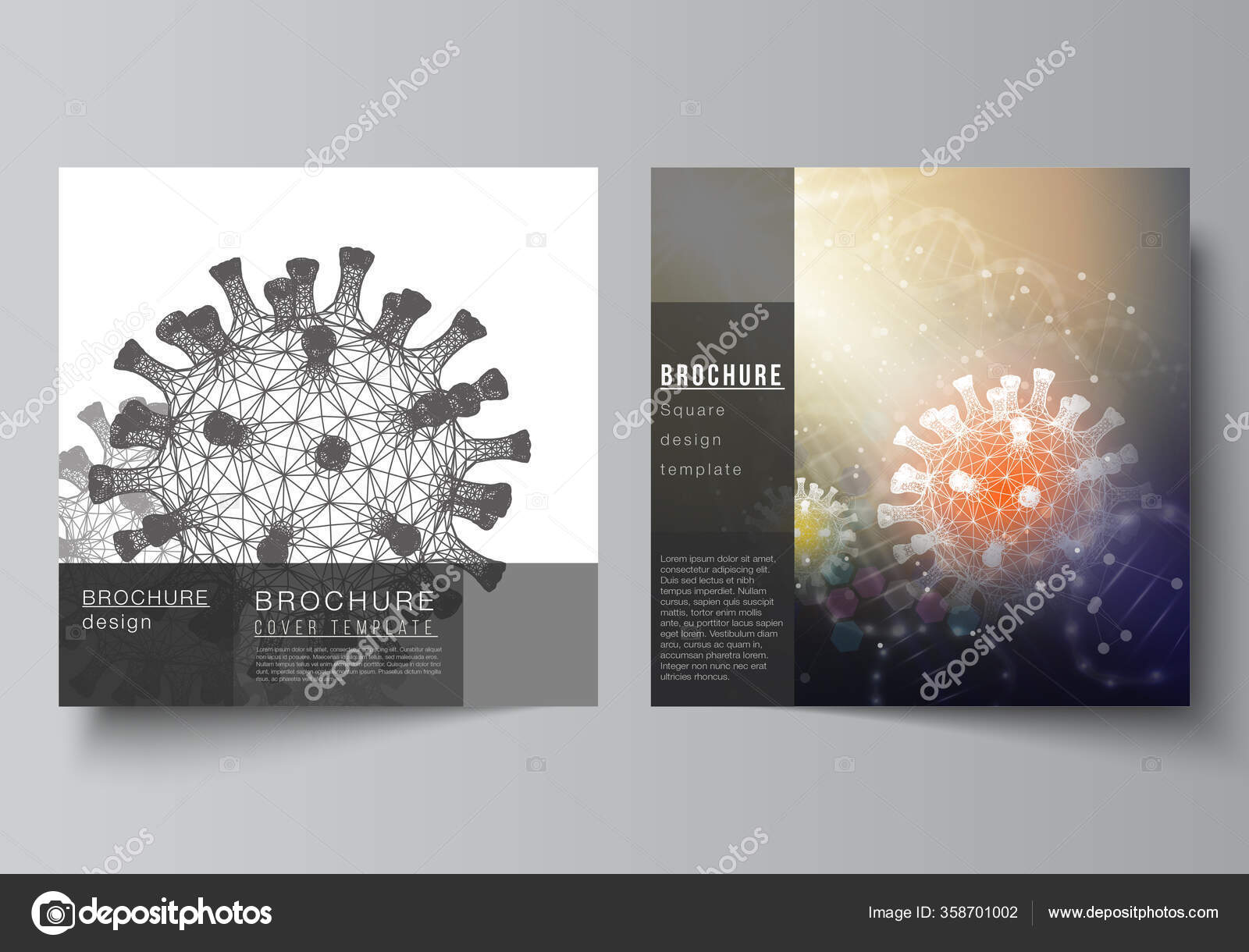 Vector layout of two square cover templates for brochure, magazine ...