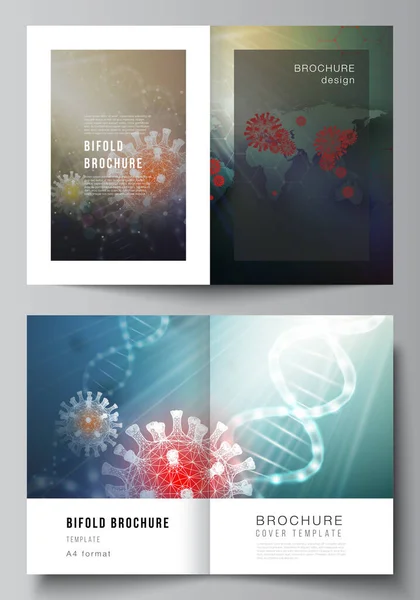 Vector layout of two A4 cover mockups templates for bifold brochure ...