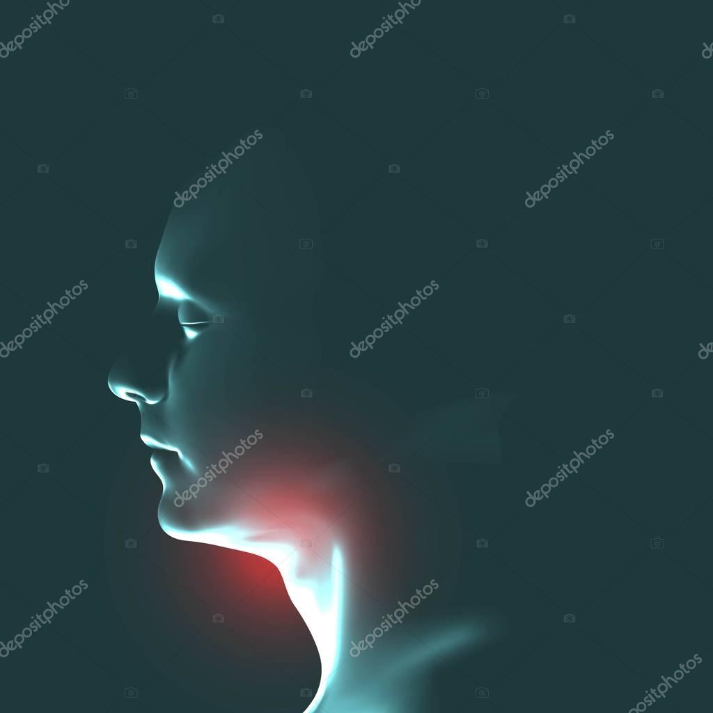 Laryngitis vector illustration. Human throat irritation. Stock Vector ...
