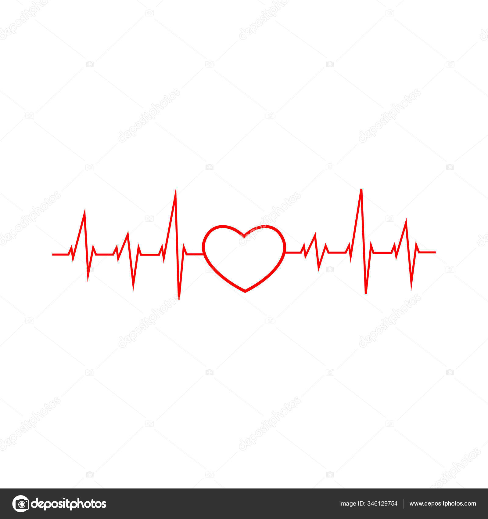 Vector Illustration Heart Beat Rhythm White Background Stock Vector ...