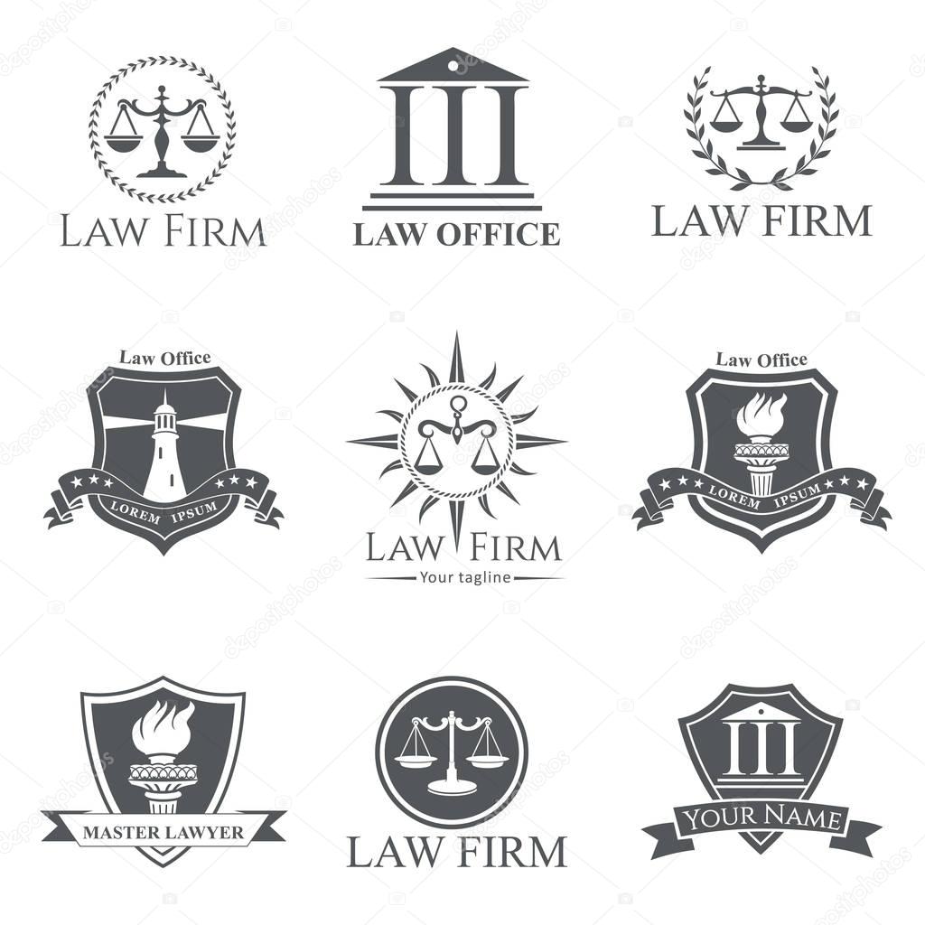 Law signs and symbols | Law Firm set — Stock Vector © 3xy #132093262