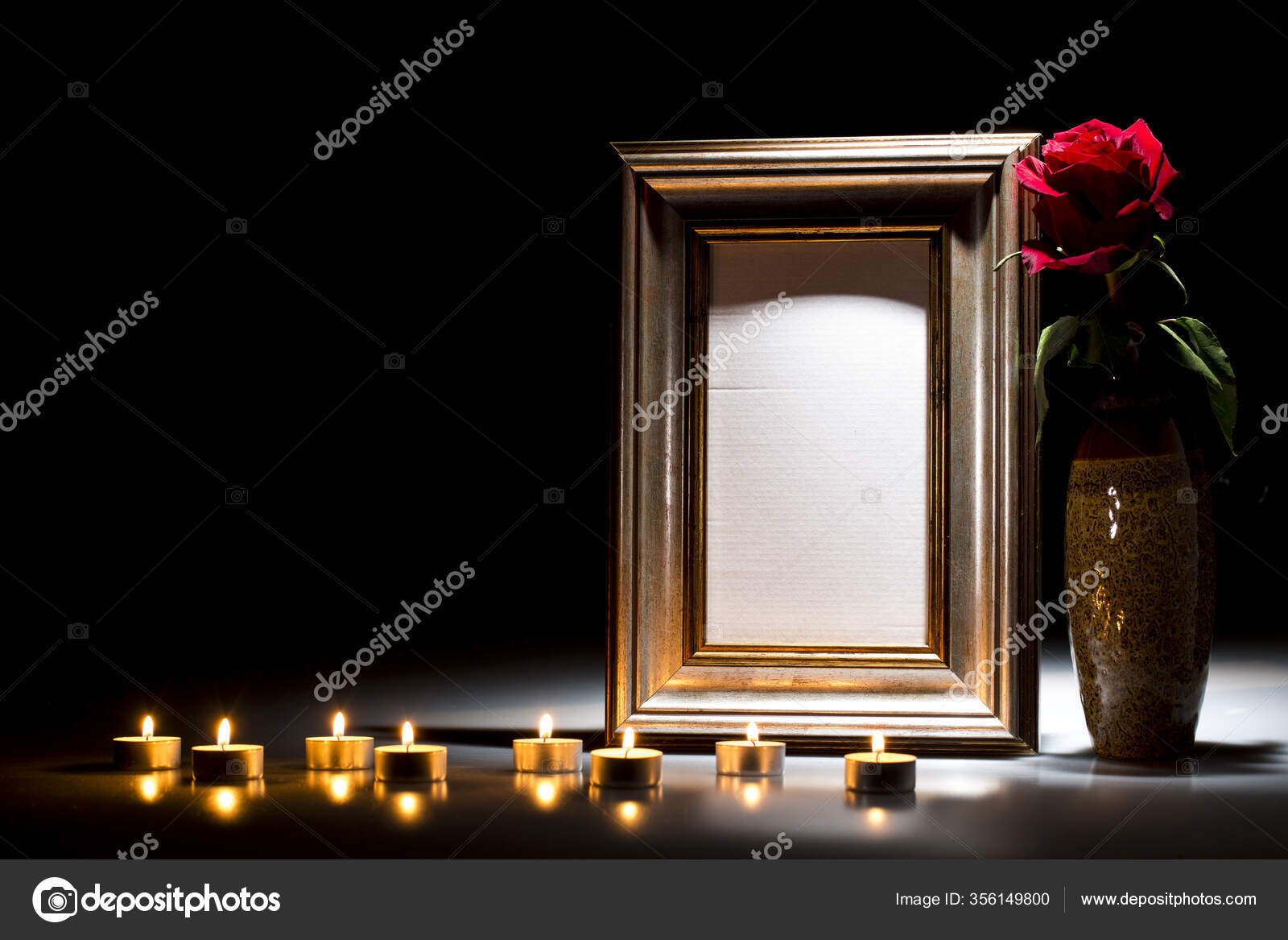 Blank Mourning Frame Sympathy Card Dark Background Stock Photo by ...