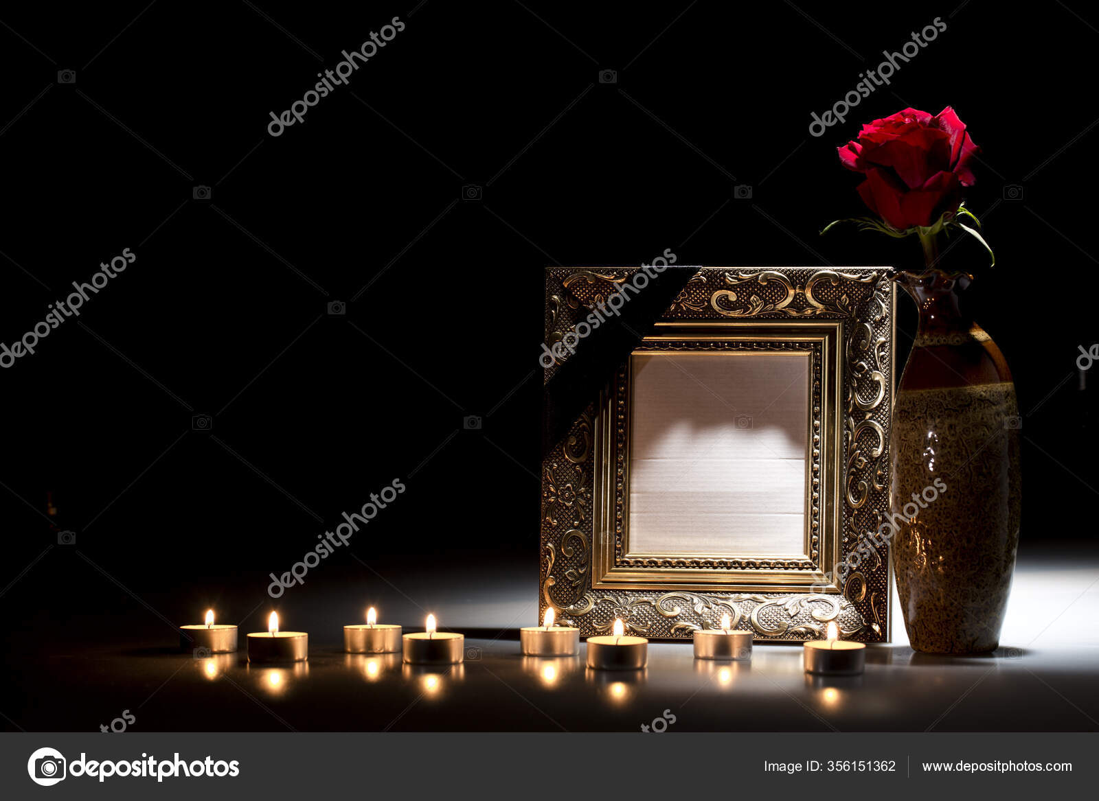 Blank Mourning Frame Sympathy Card Dark Background Stock Photo by ...