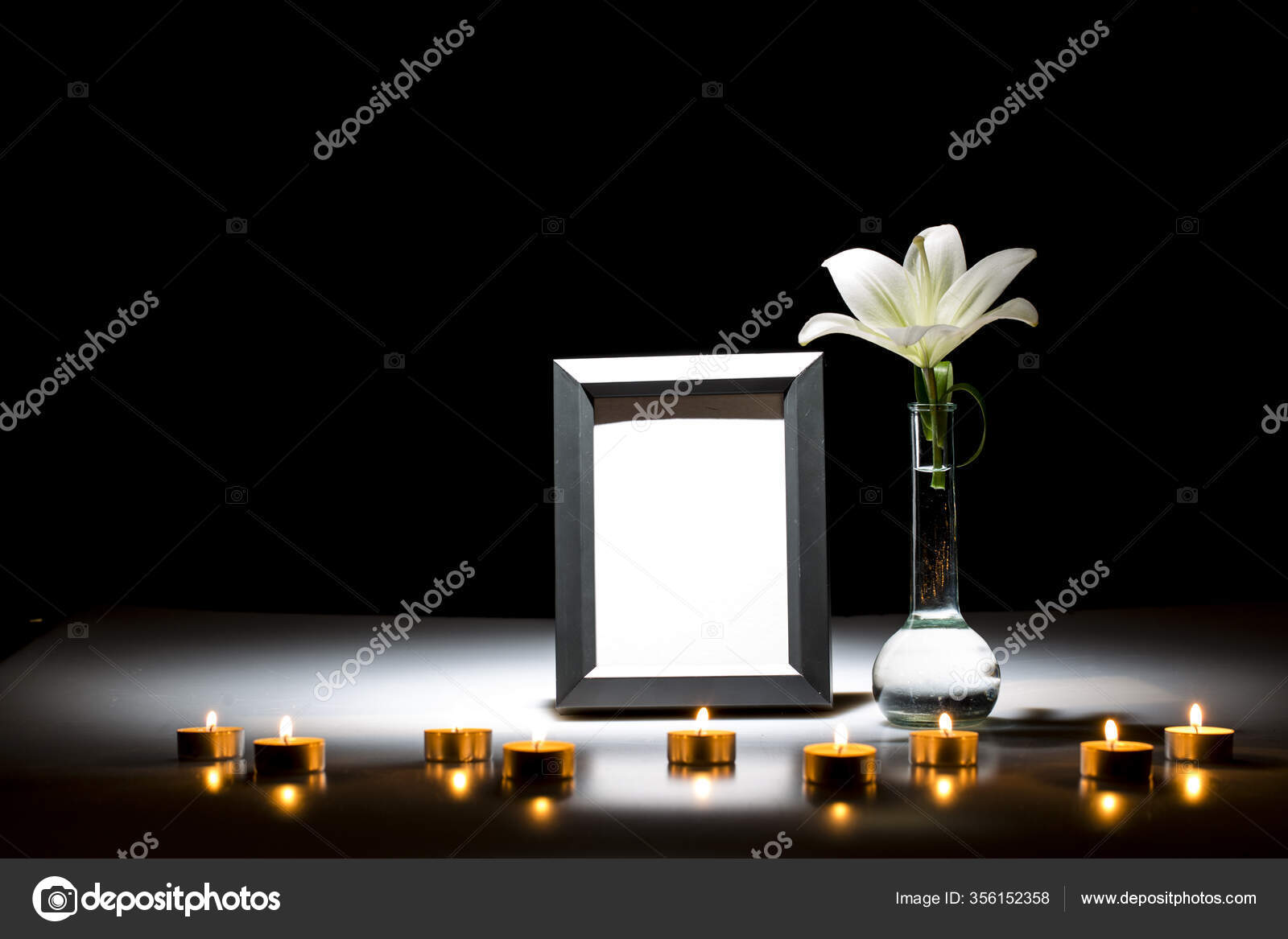 Blank Mourning Frame Sympathy Card Dark Background Stock Photo by ...