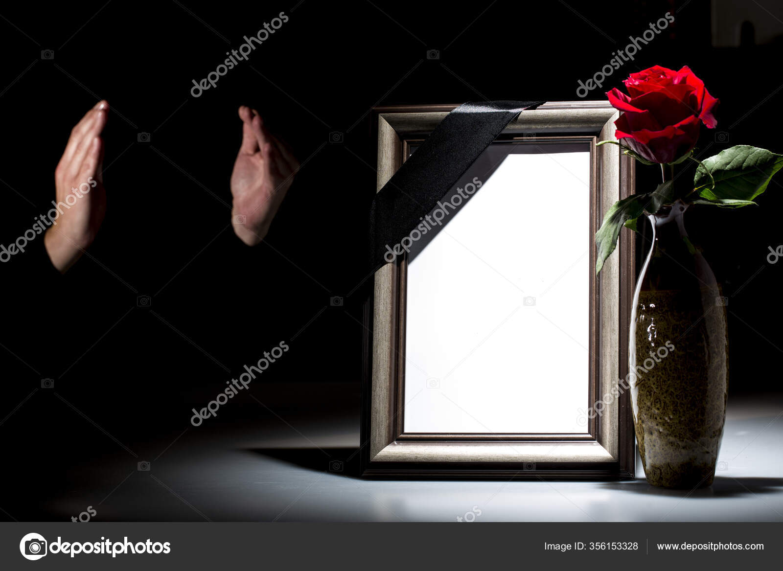 Blank Mourning Frame Sympathy Card Dark Background Stock Photo by ...