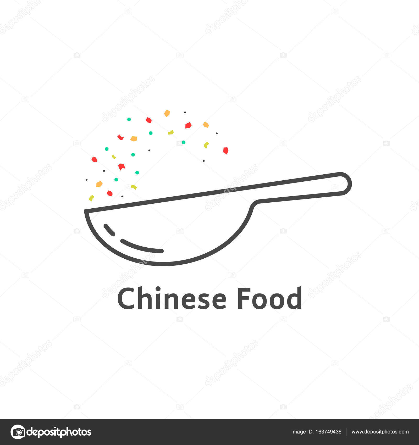 Logotipo de comida china de línea delgada Vector de stock #163749436 de ...