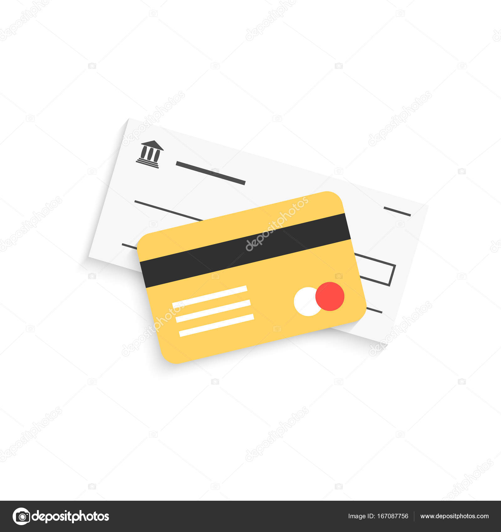 Bank check and golden credit card with shadow Stock Vector by ...