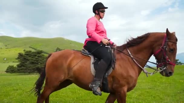 Professional horse riders riding horses slow motion. Women in helmets ...