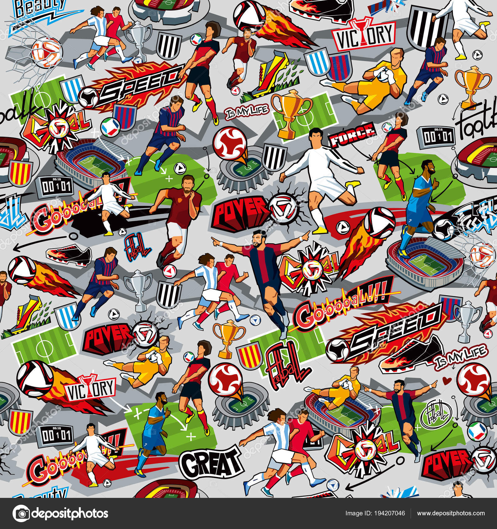 Seamless Pattern Theme Football Football Attributes Football Players ... Seamless Pattern Theme Football Football Attributes Football Players ...