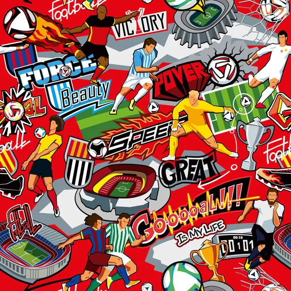 Soccer Background Seamless Pattern Football Attributes Football Players ...