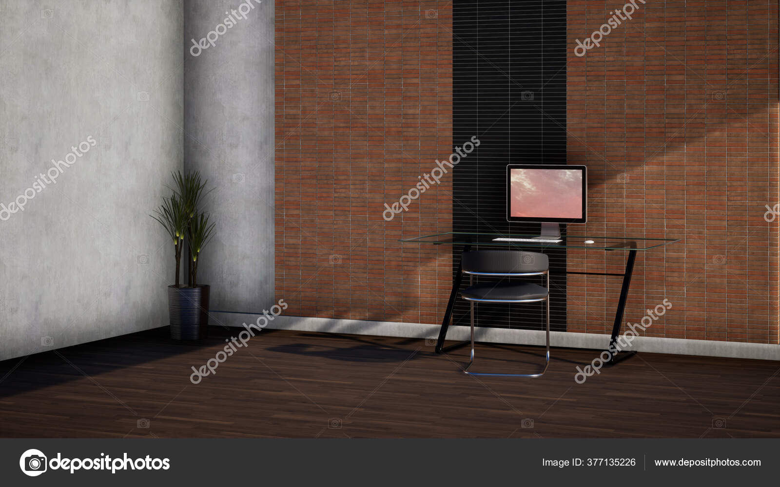Room Interior Modern Loft Style Rendering Background Stock Photo by ...