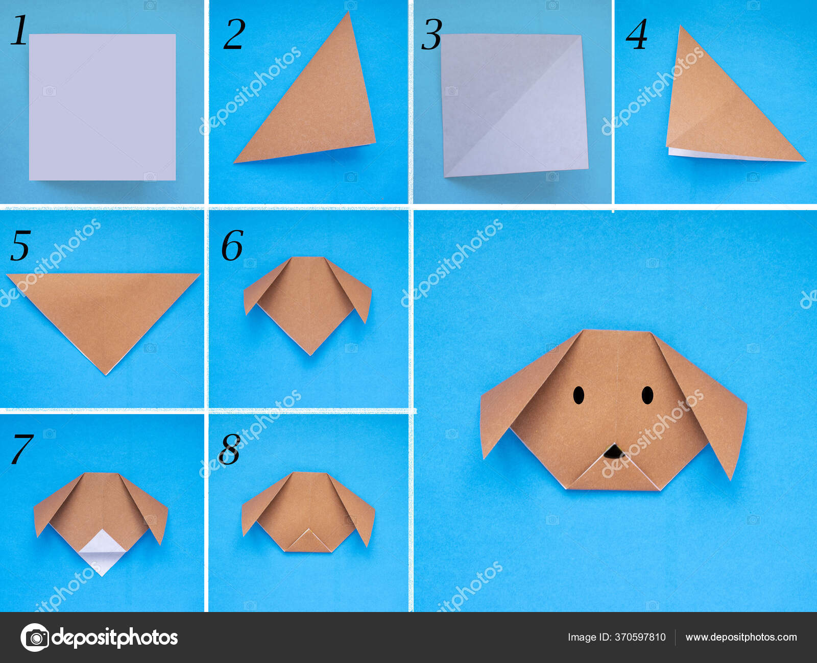 Instrucción Fotográfica Paso Paso Cómo Hacer Perro Papel Origami Simple ...