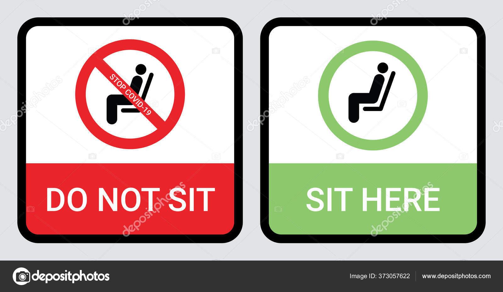 Please Sit Sit Here Sign Prevent Coronavirus Covid Pandemic Keep Stock ...